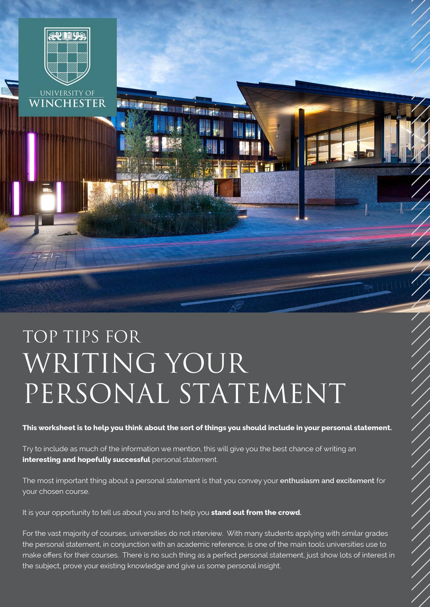 Personal Statement Worksheet by University of Winchester - Issuu