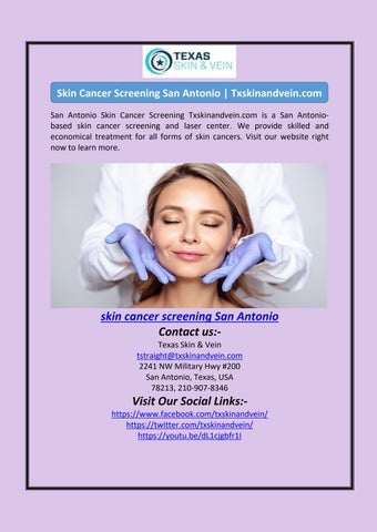 Skin Cancer Screening San Antonio | Txskinandvein.com by Texas Skin ...