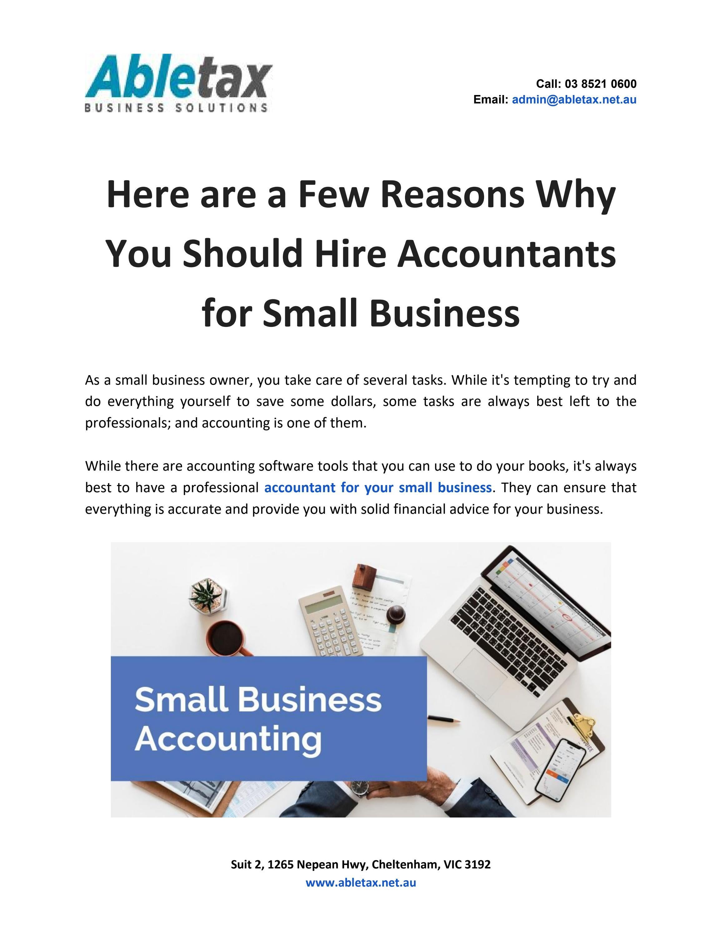 Here are a Few Reasons Why You Should Hire Accountants for Small ...