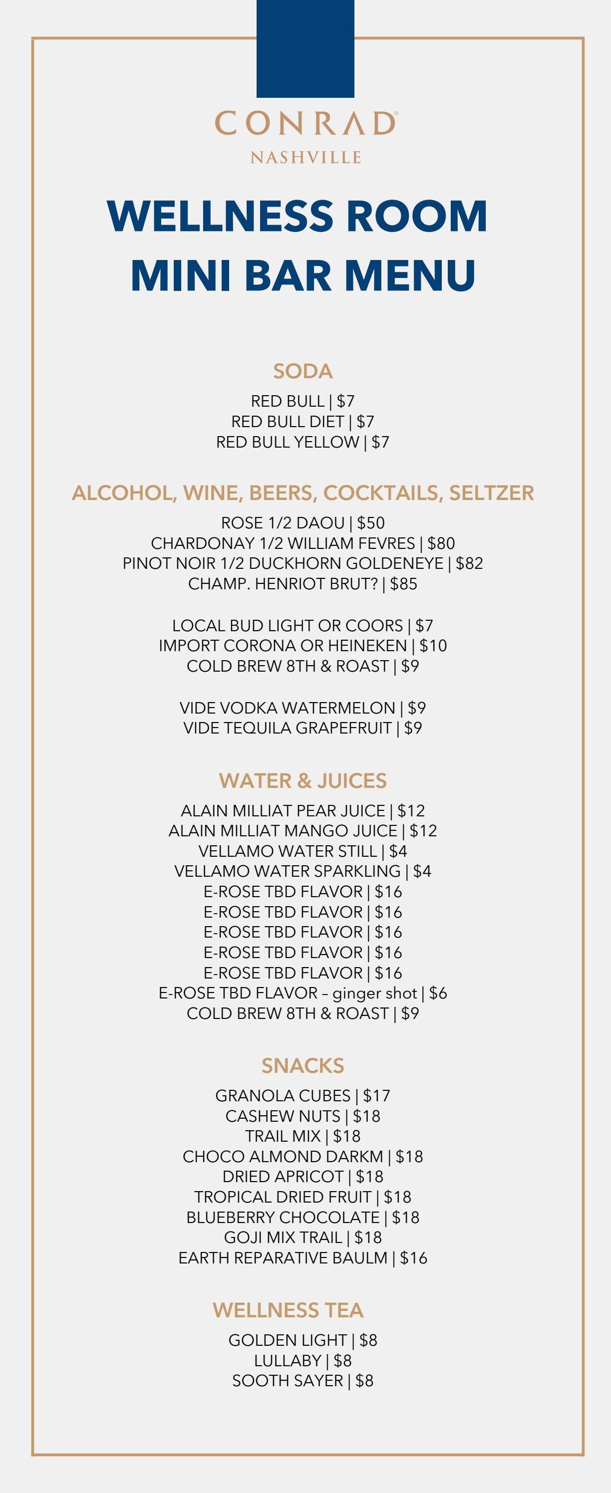 Conrad Nashville Wellness Mini Bar Menus by ConradNashville - Issuu