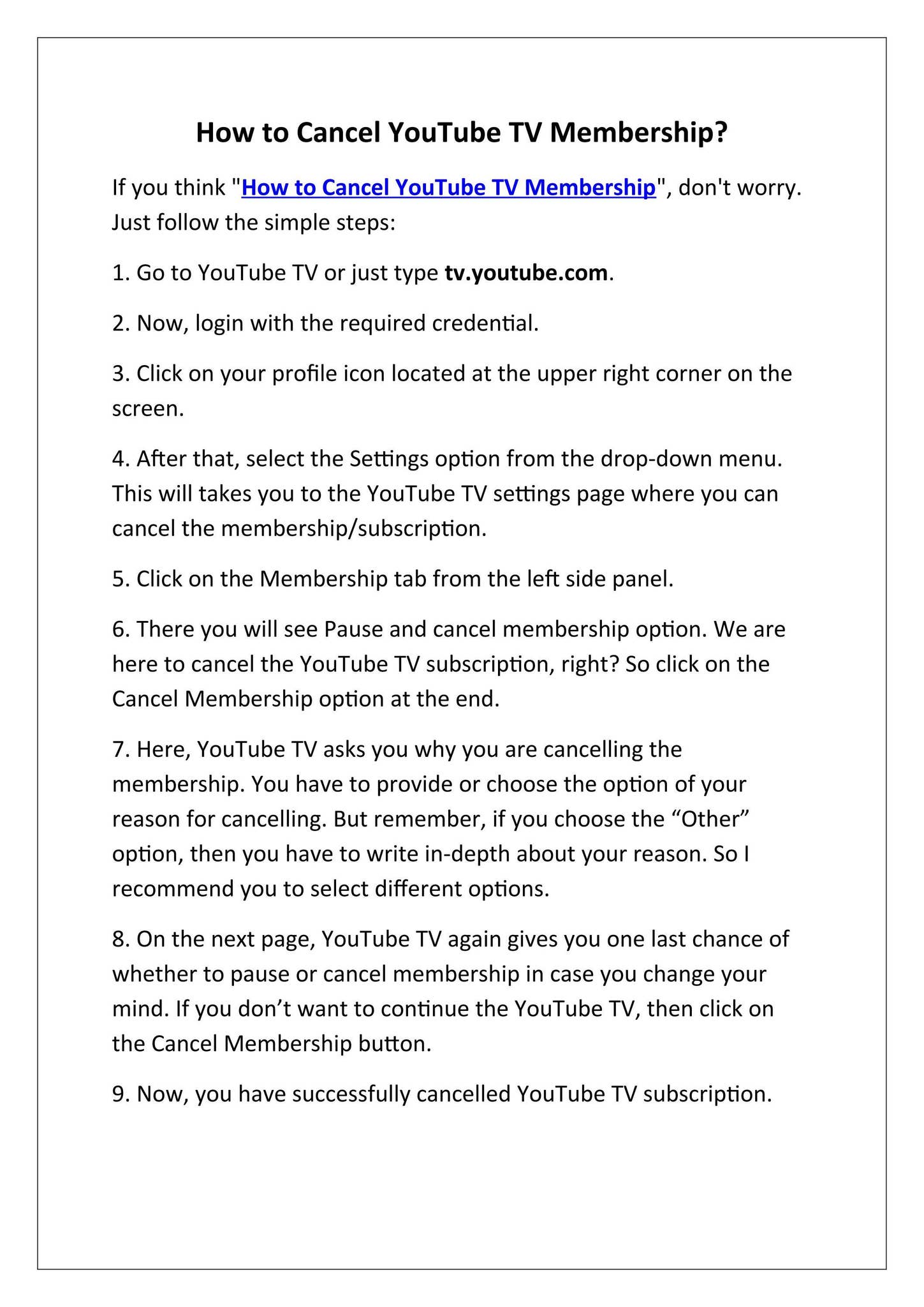 How to Cancel YouTube TV Membership? by Customer Service - Issuu