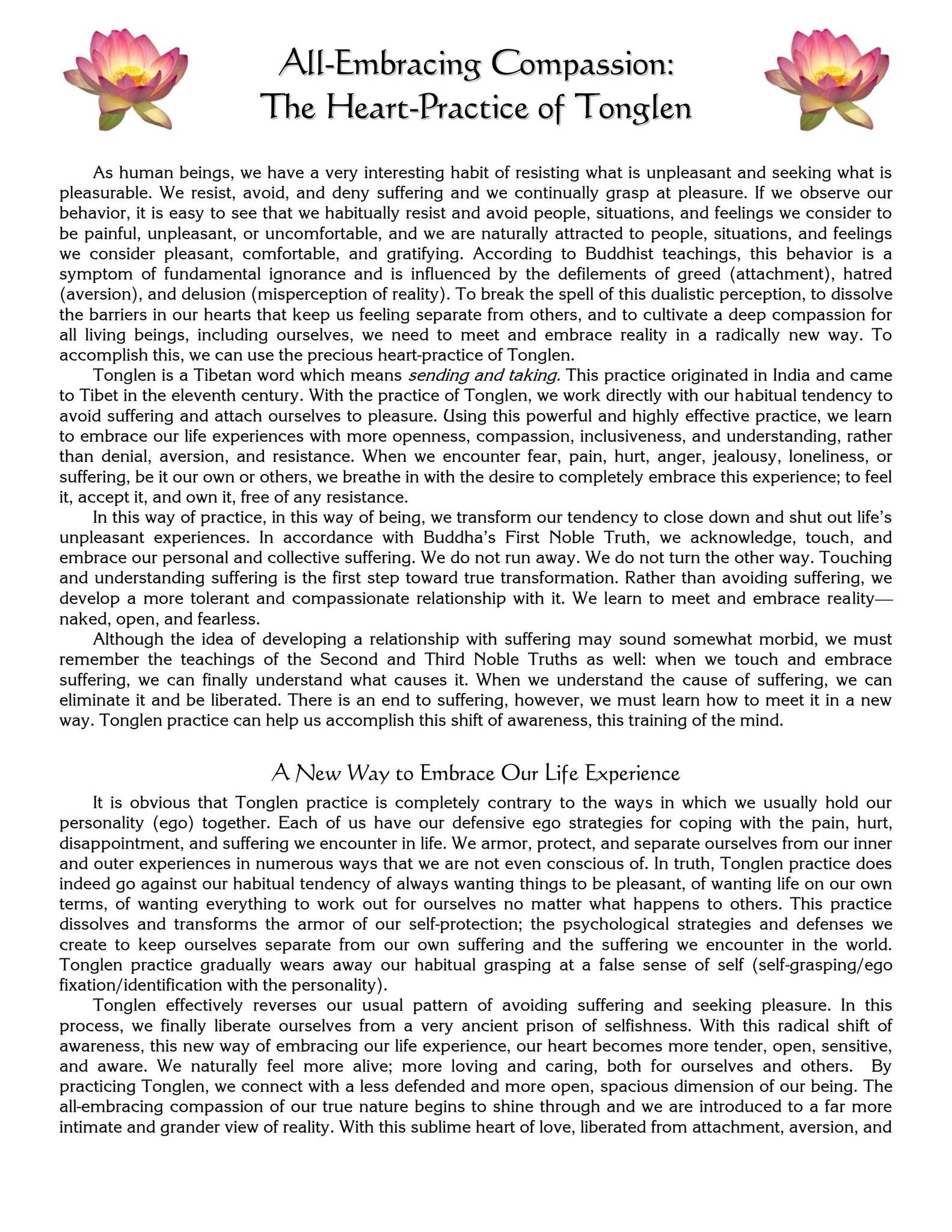 Tonglen Practice by transformativeconsciousness - Issuu