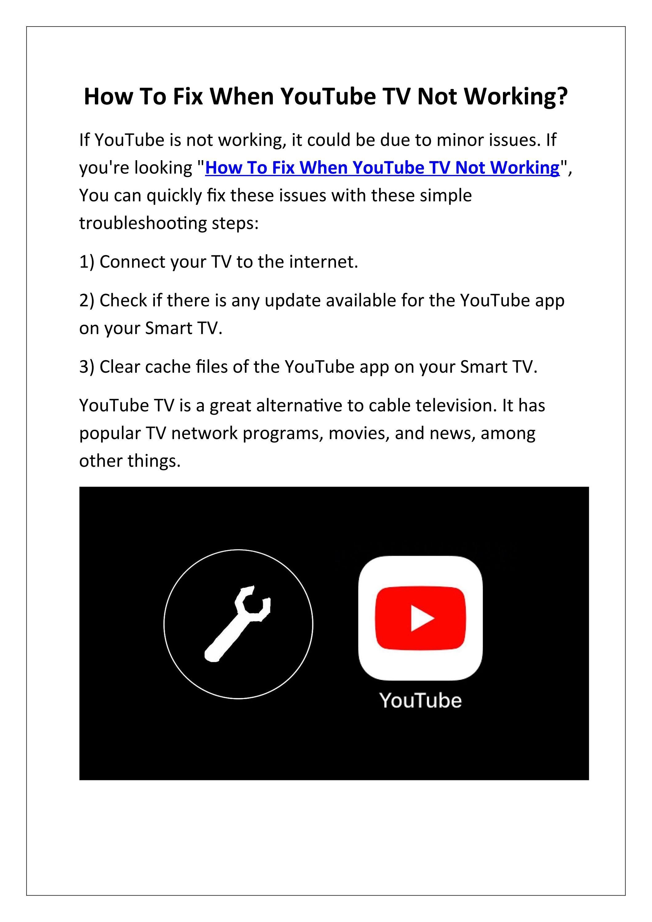 How To Fix When YouTube TV Not Working? by Customer Service - Issuu