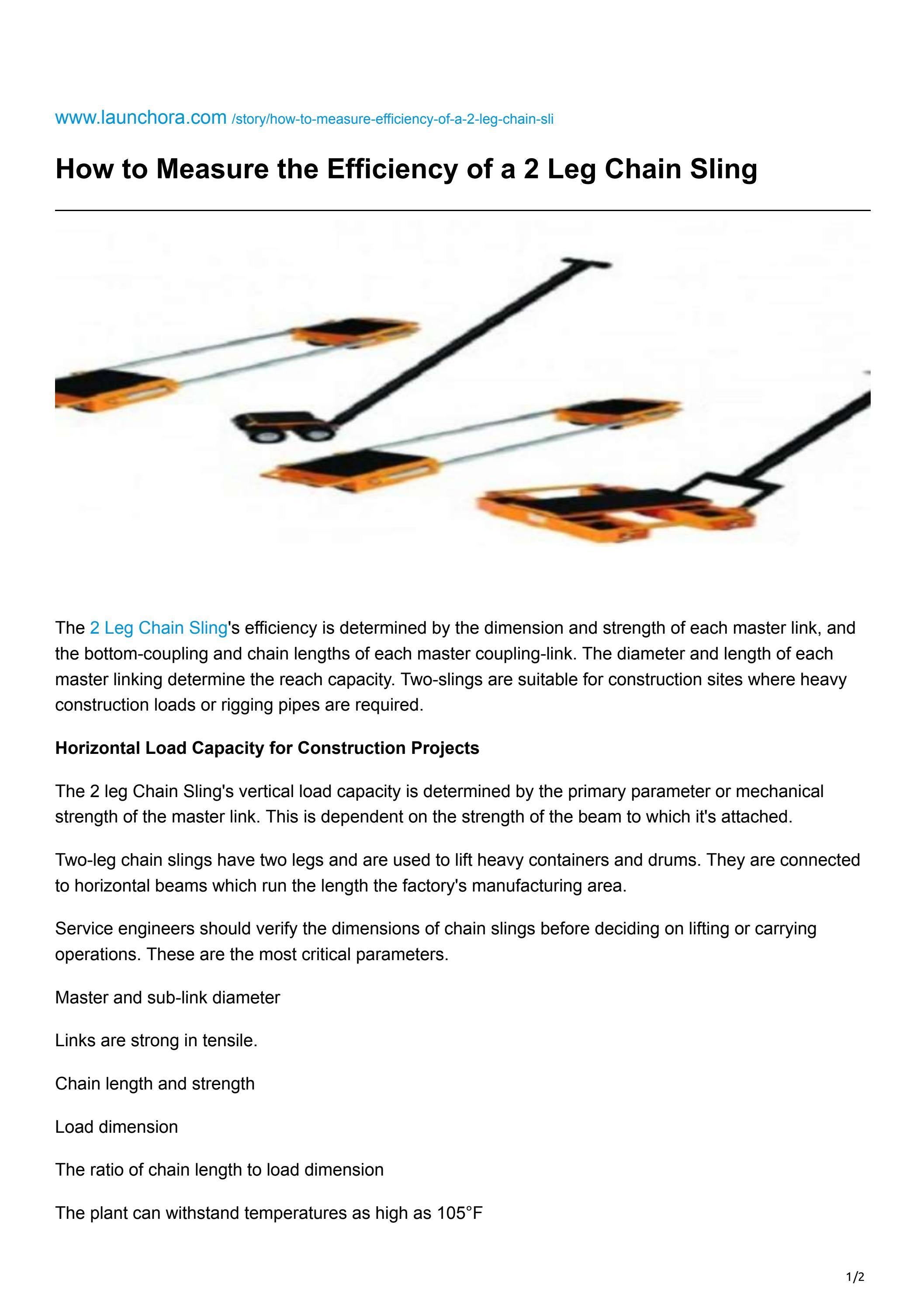 How to Measure the Efficiency of a 2 Leg Chain Sling by UK Lifting ...