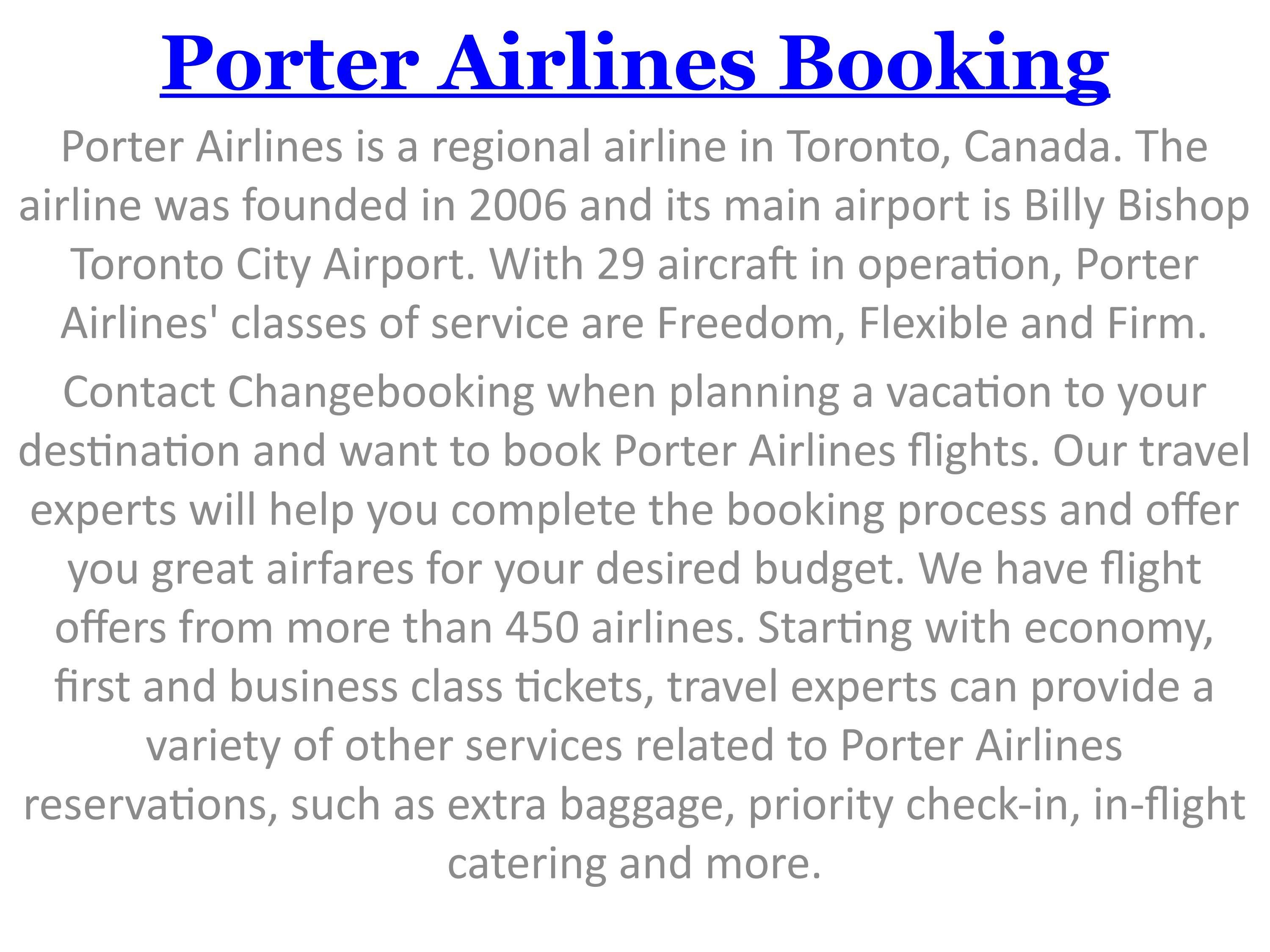 1(800) 419- 9541 Porter Airlines Booking by changebooking - Issuu