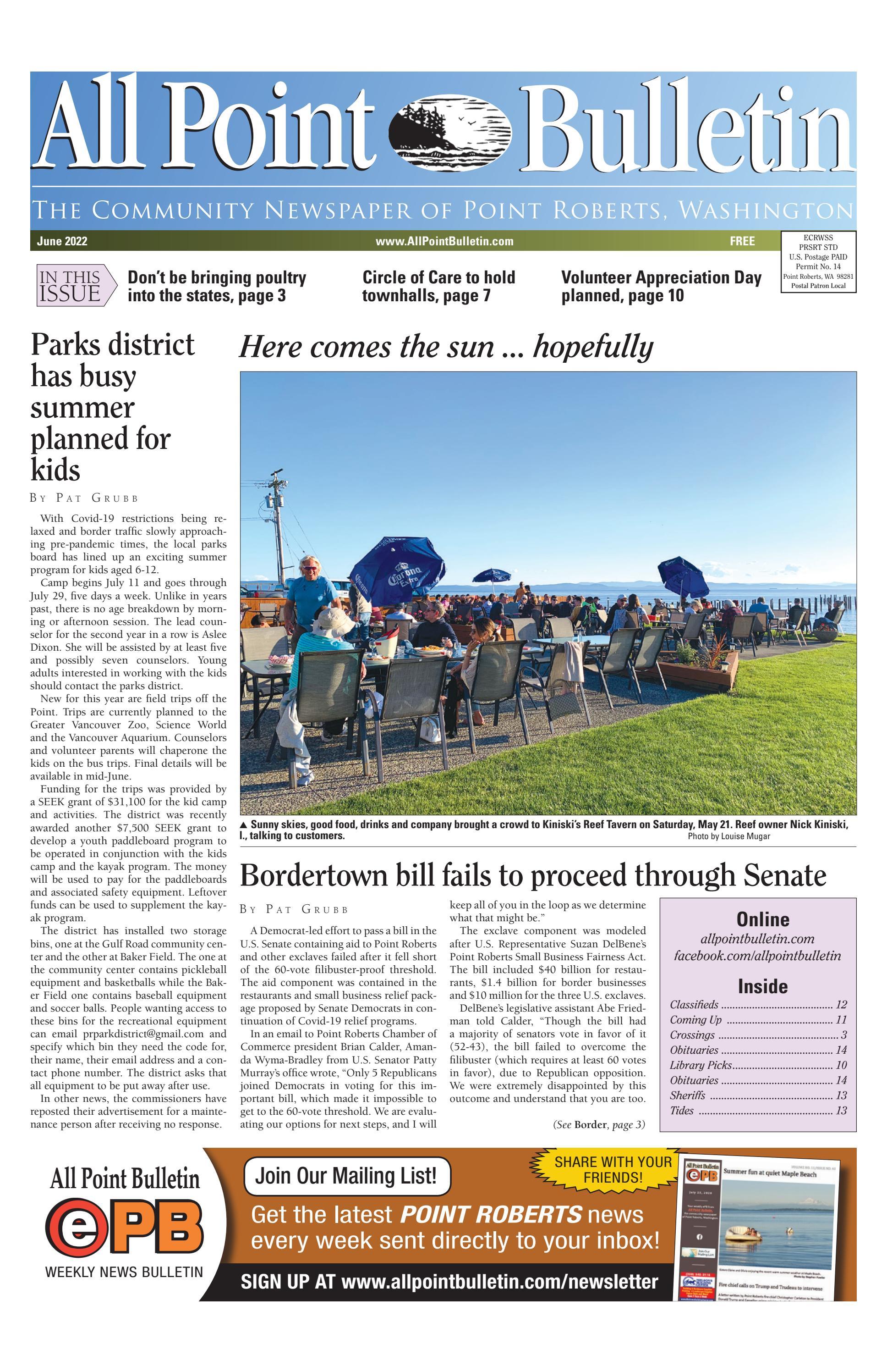 All Point Bulletin – June 2022 edition by Point Roberts Press - Issuu