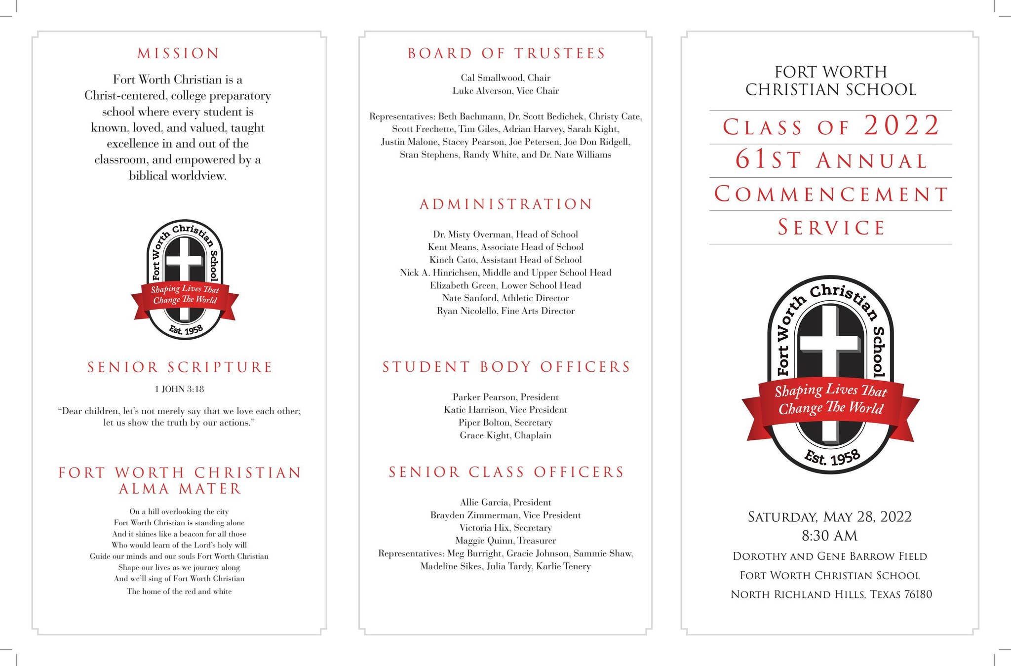Class of 2022 Commencement Program by Fort Worth Christian School - Issuu