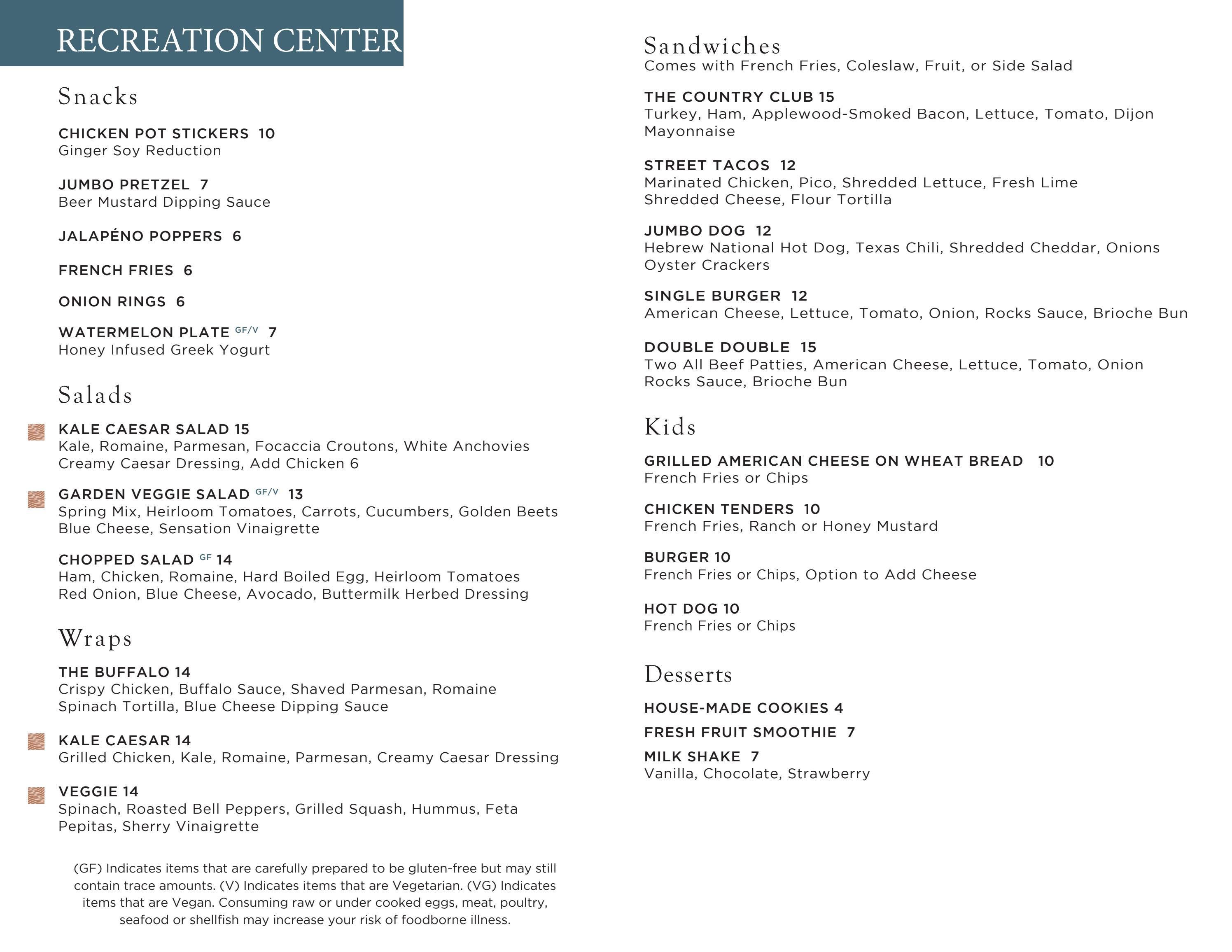 Recreation Center Menu 2022 by gardenofthegodsresortandclub - Issuu