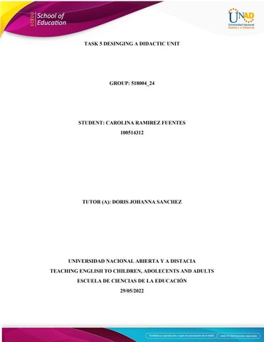 Didactic Unit by Carolina Ramirez - Issuu