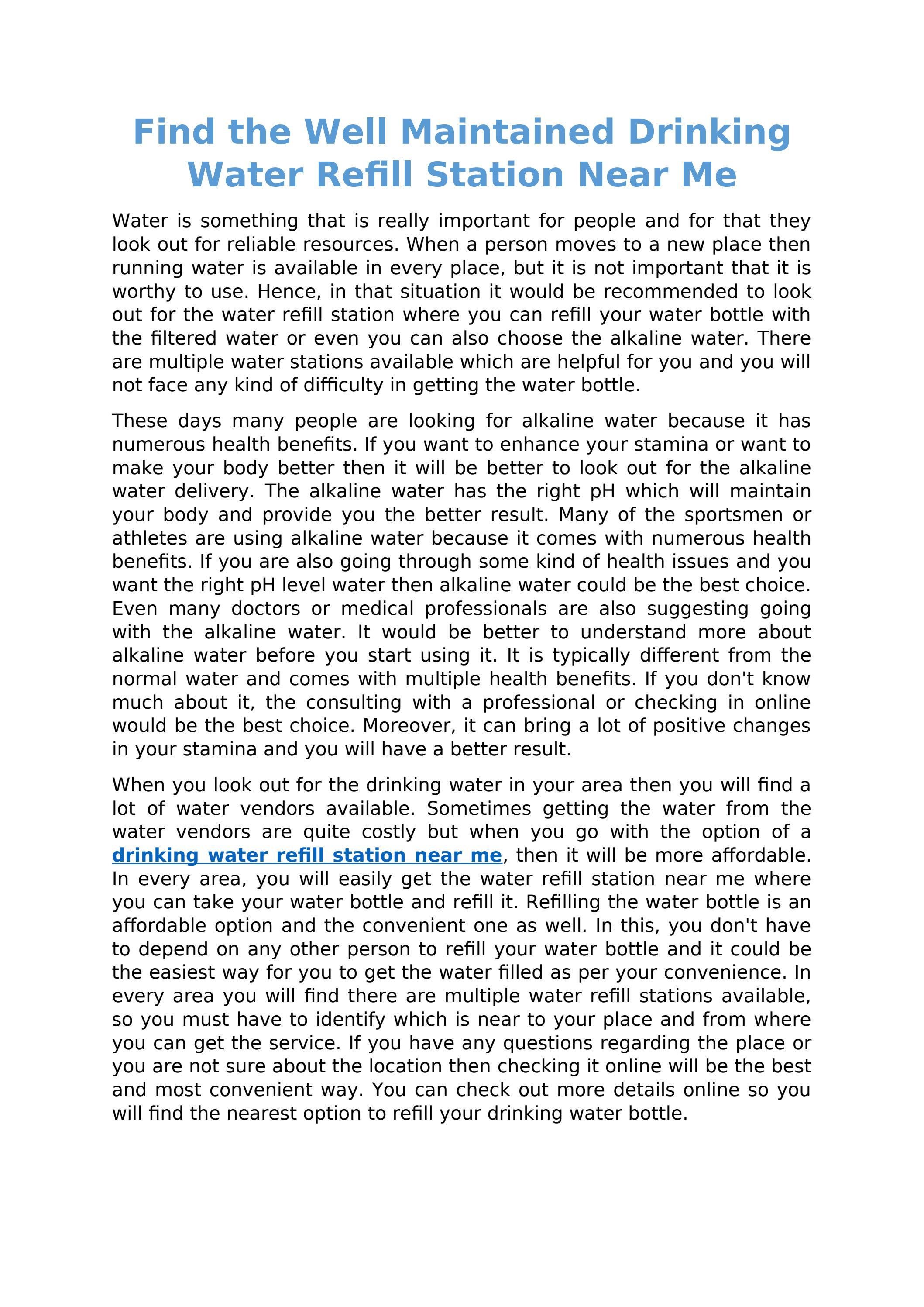 Find the Well Maintained Drinking Water Refill Station Near Me by ...