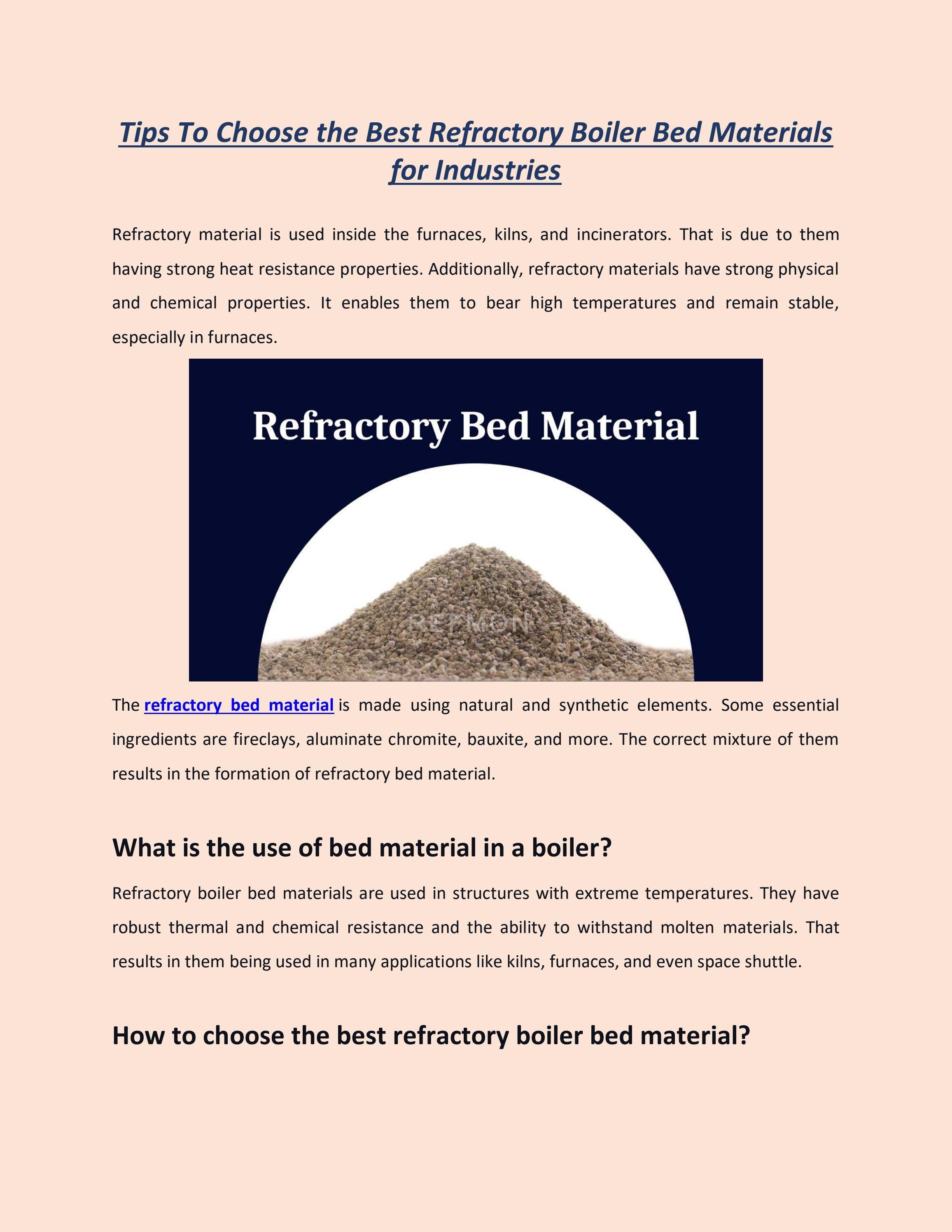 Tips To Choose the Best Refractory Boiler Bed Materials for Industries ...