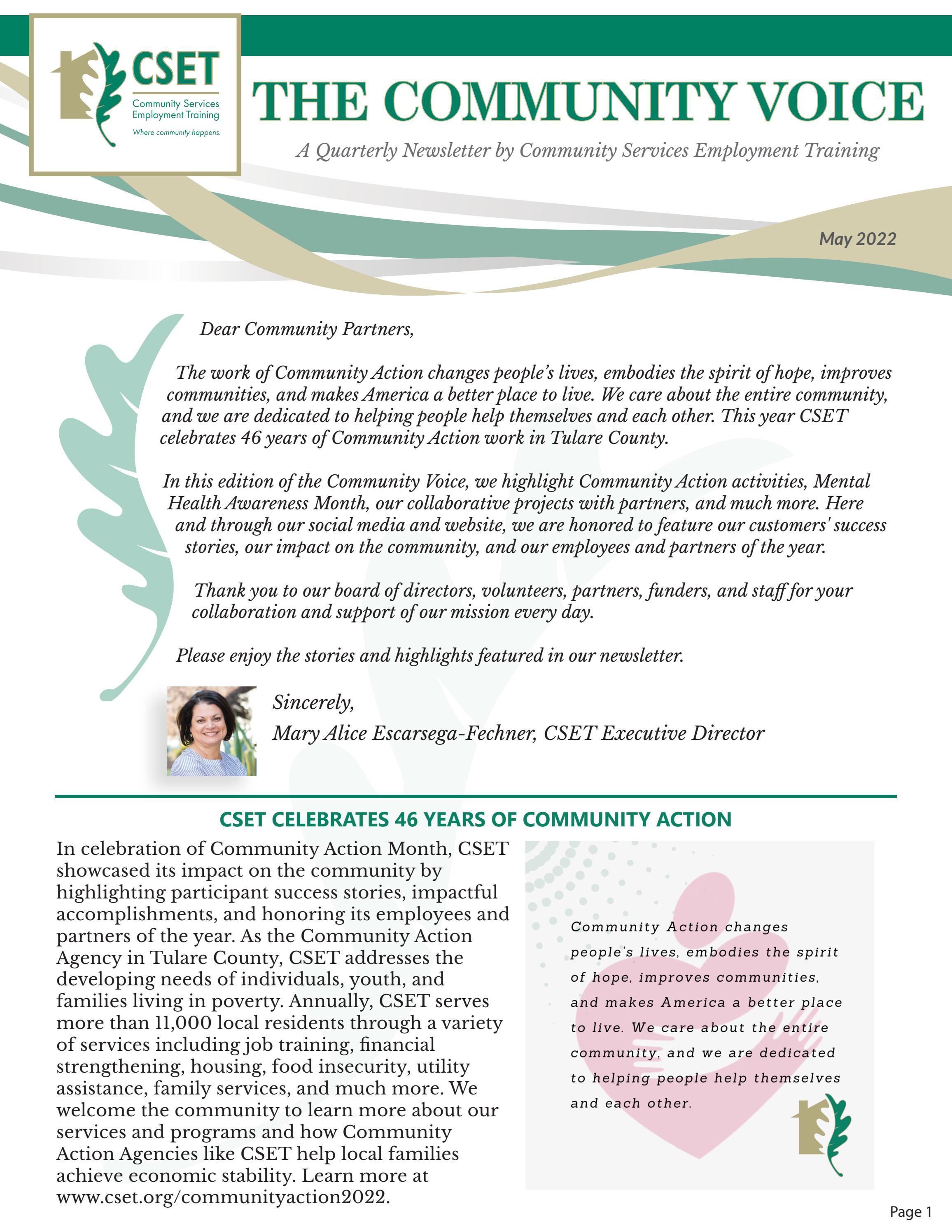 CSET Newsletter - May 2022 by Community Services Employment Training ...