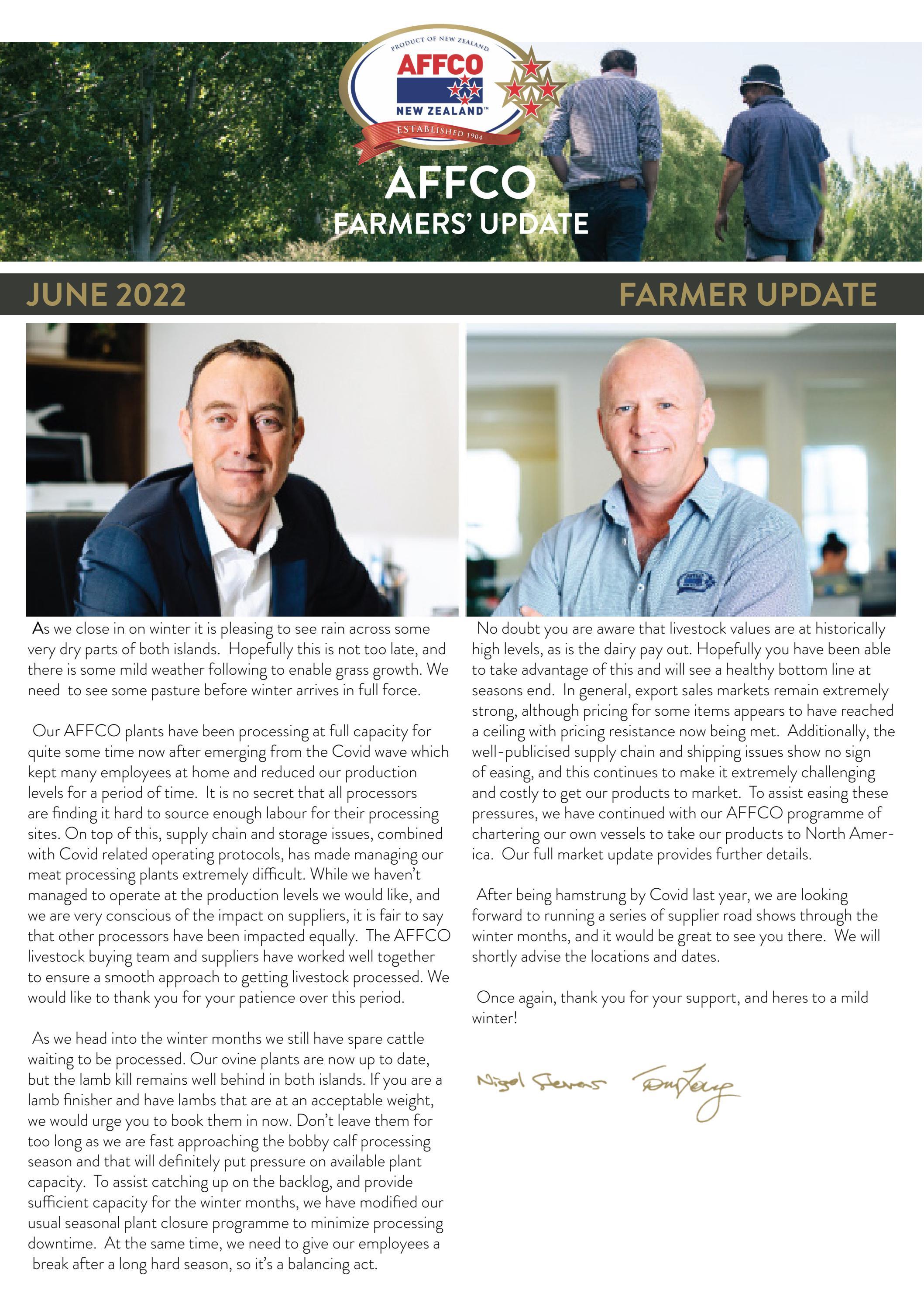 June 2022 Farmer Update by AFFCO - Issuu