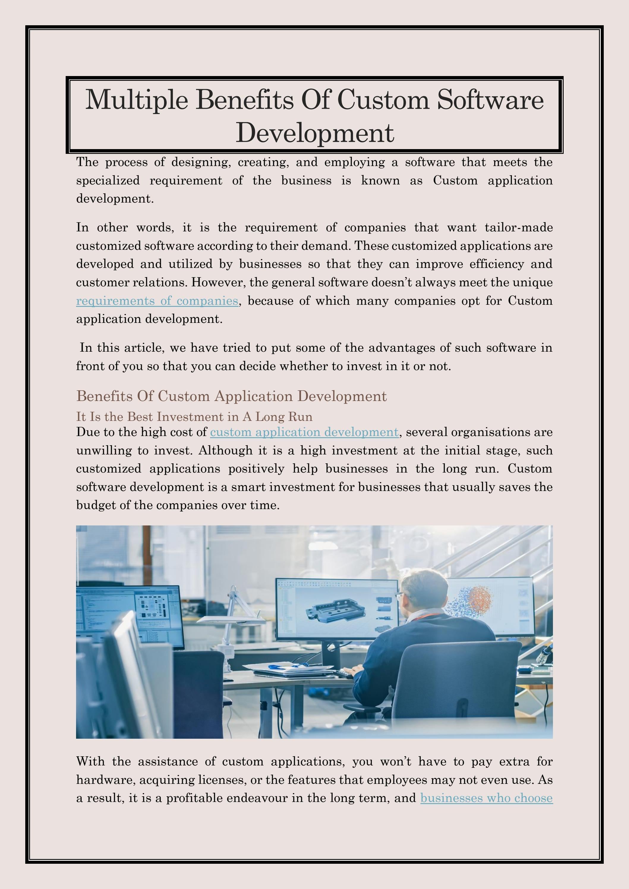 Multiple Benefits Of Custom Software Development by cornerstonedgtl - Issuu