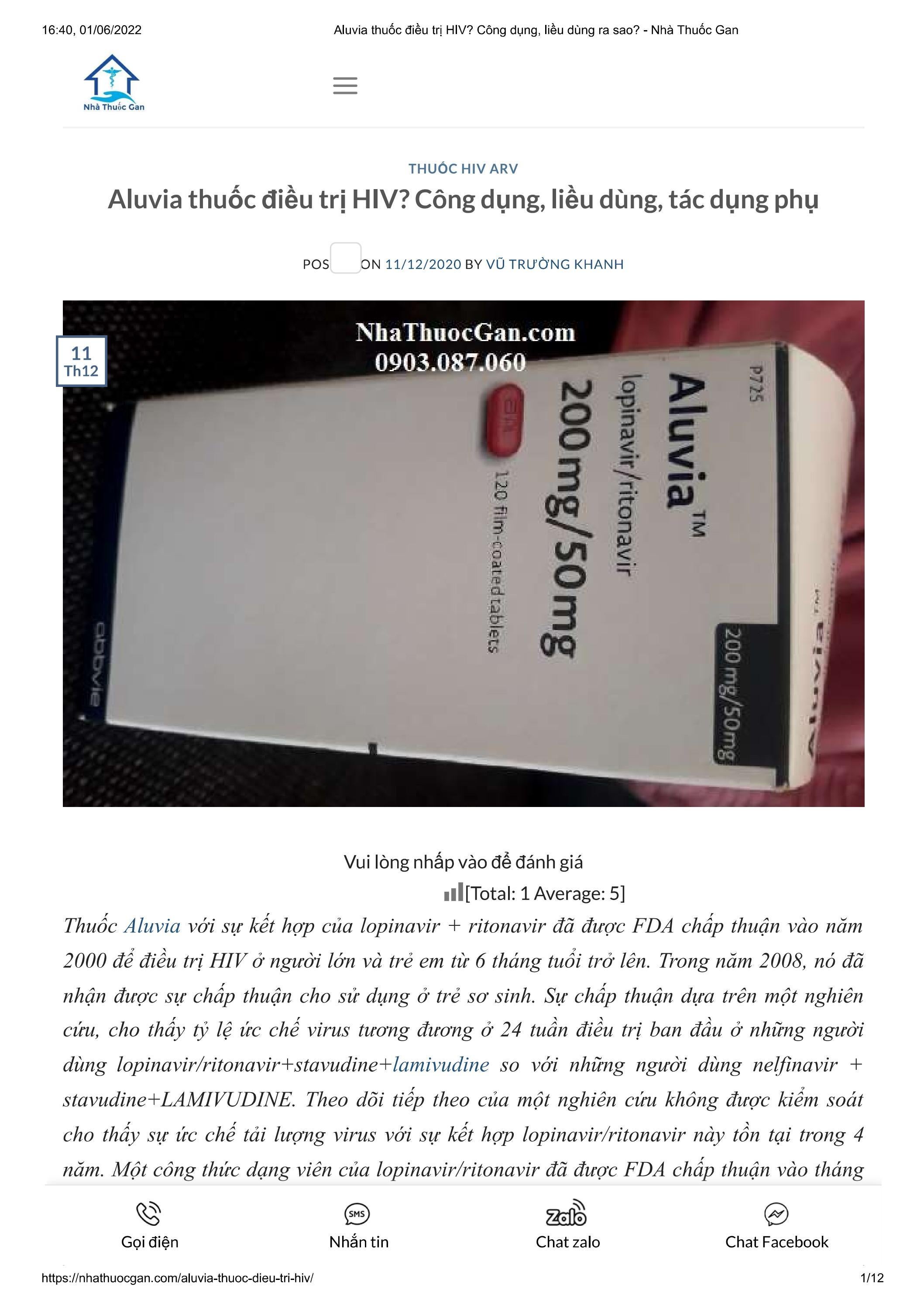 Aluvia thuoc dieu tri HIV by Henry Thanh - Issuu