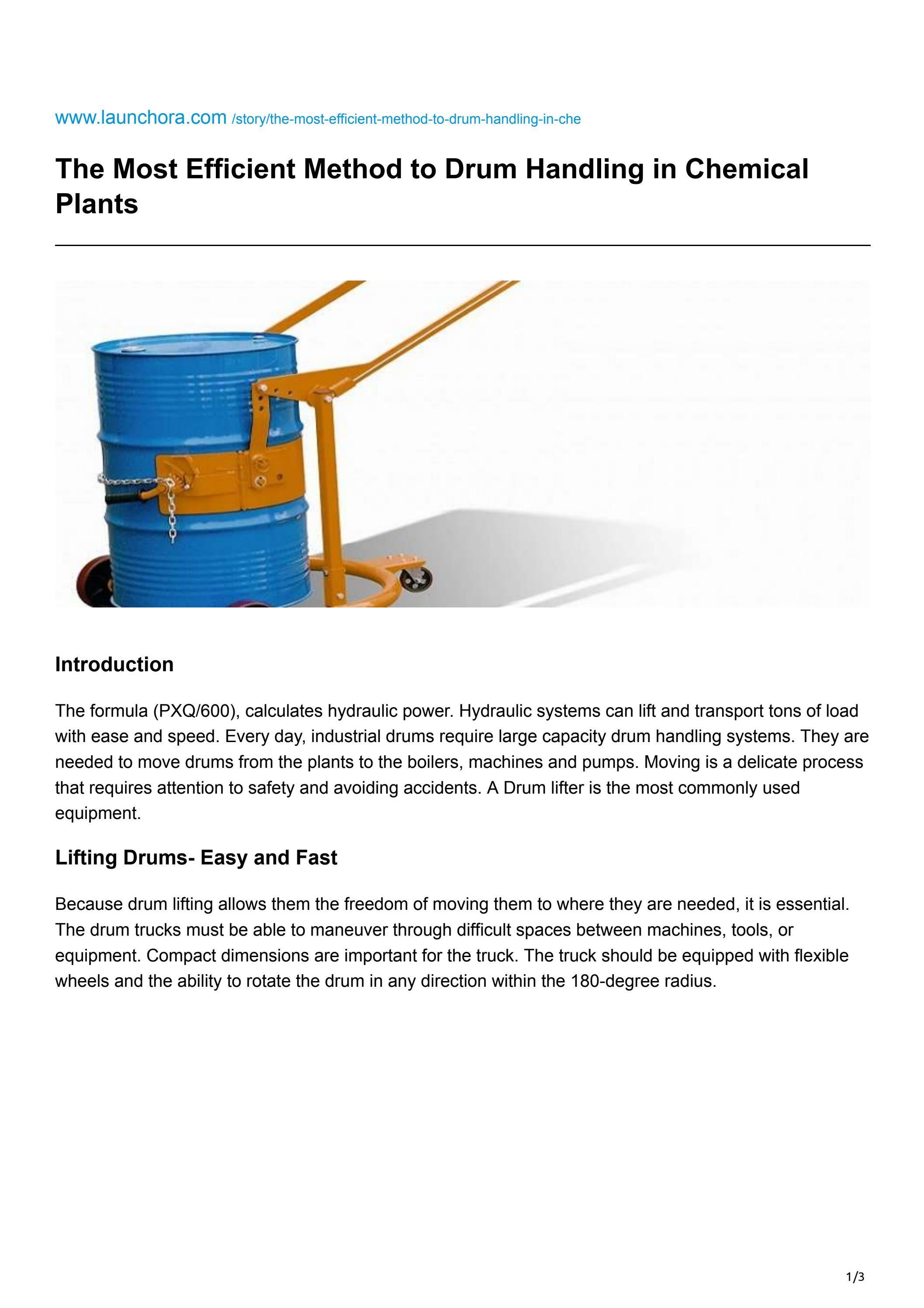 The Most Efficient Method to Drum Handling in Chemical Plants by UK ...
