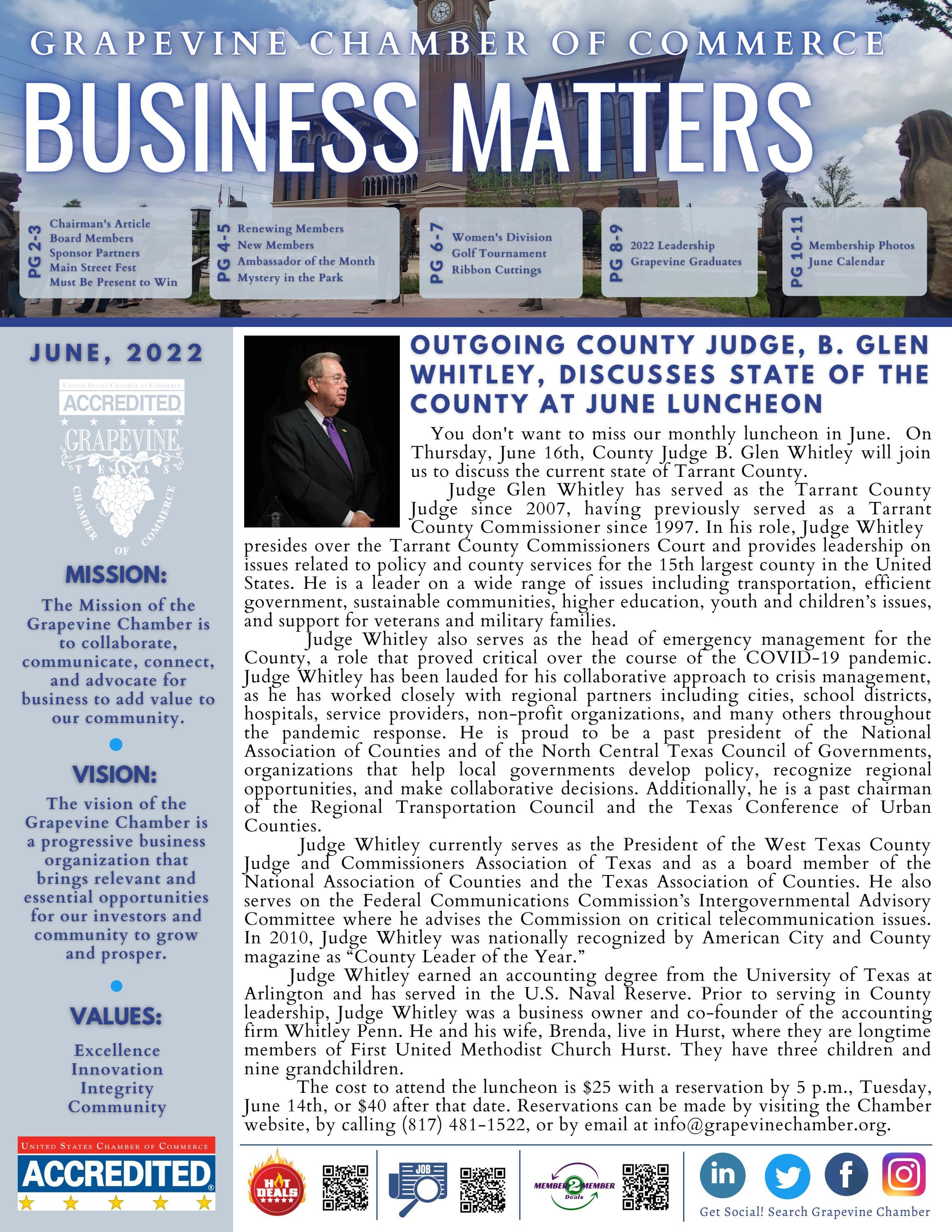 June 2022 Grapevine Chamber Business Matters Newsletter by Grapevine ...