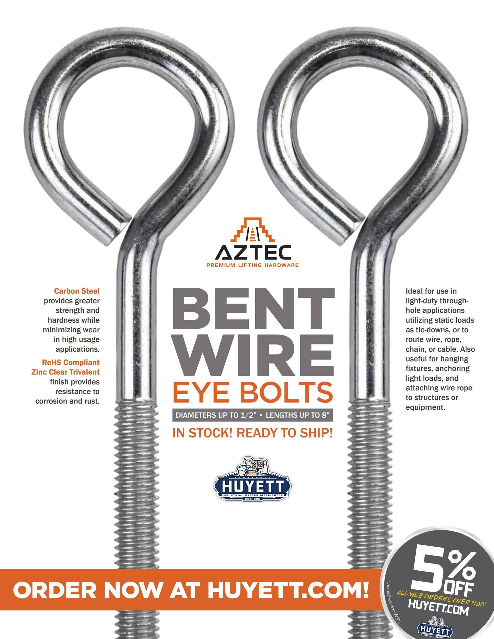 Aztec Lifting Hardware Bent Wire Turned Eye Bolts by Huyett - Issuu