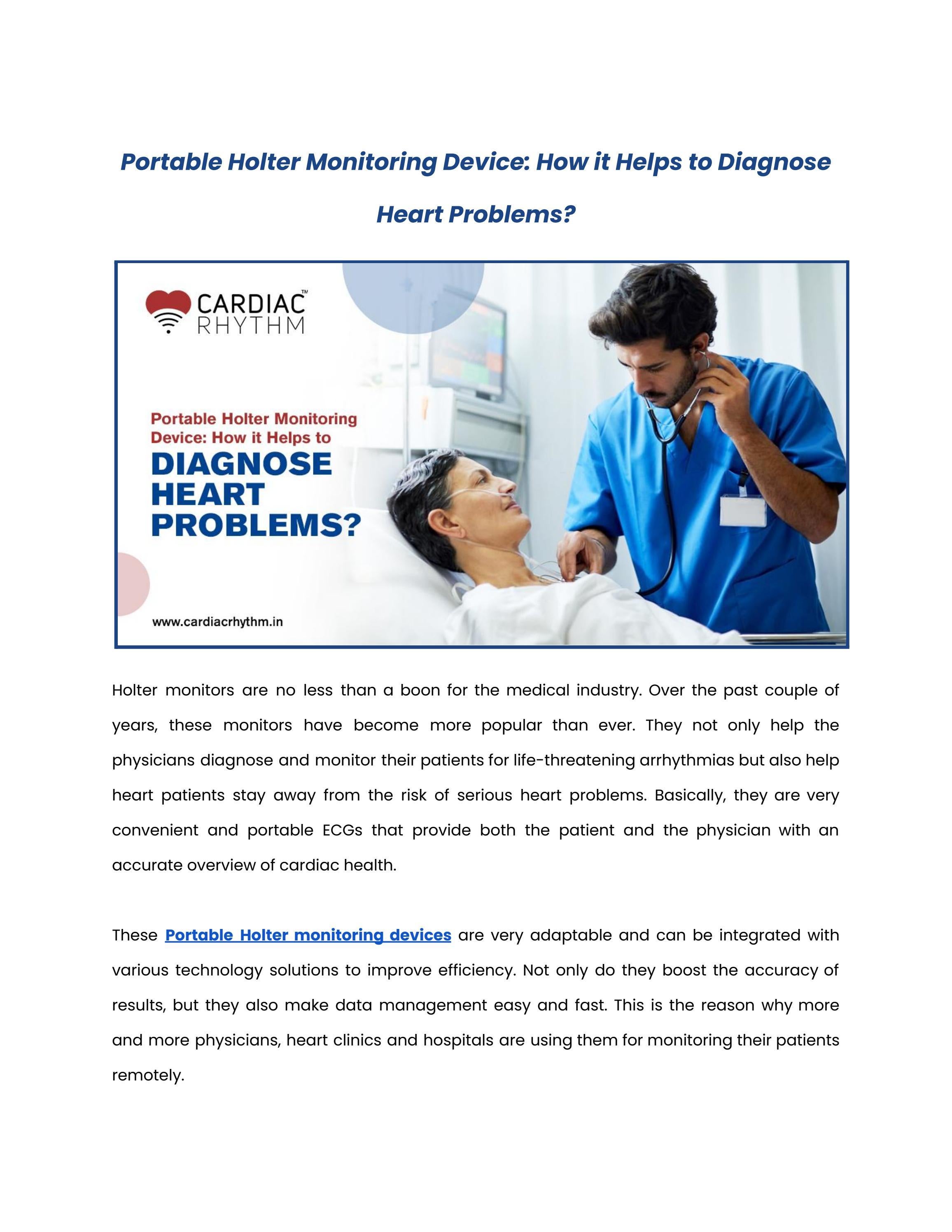 Portable Holter Monitoring Device: How it Helps to Diagnose Heart ...