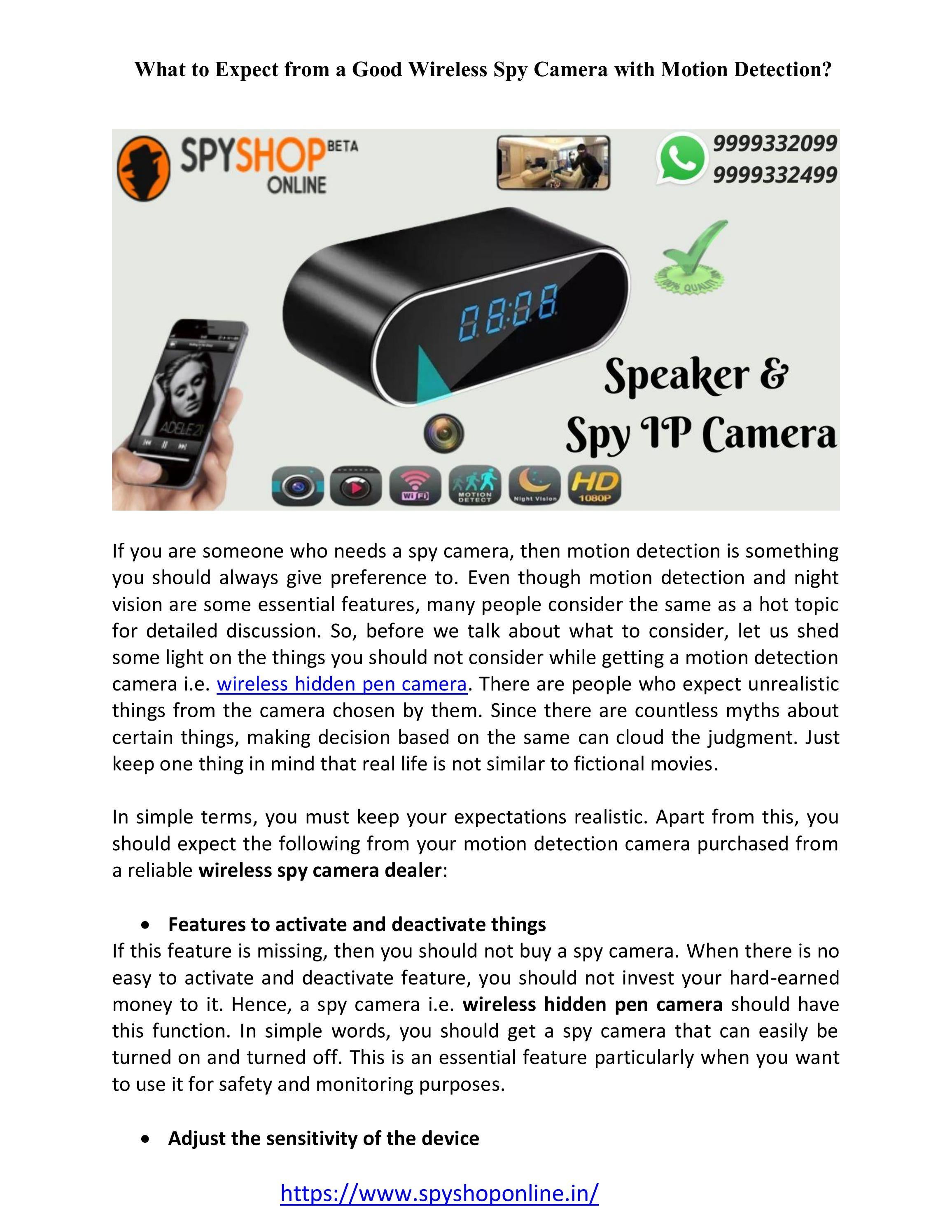 What to Expect from a Good Wireless Spy Camera with Motion Detection ...