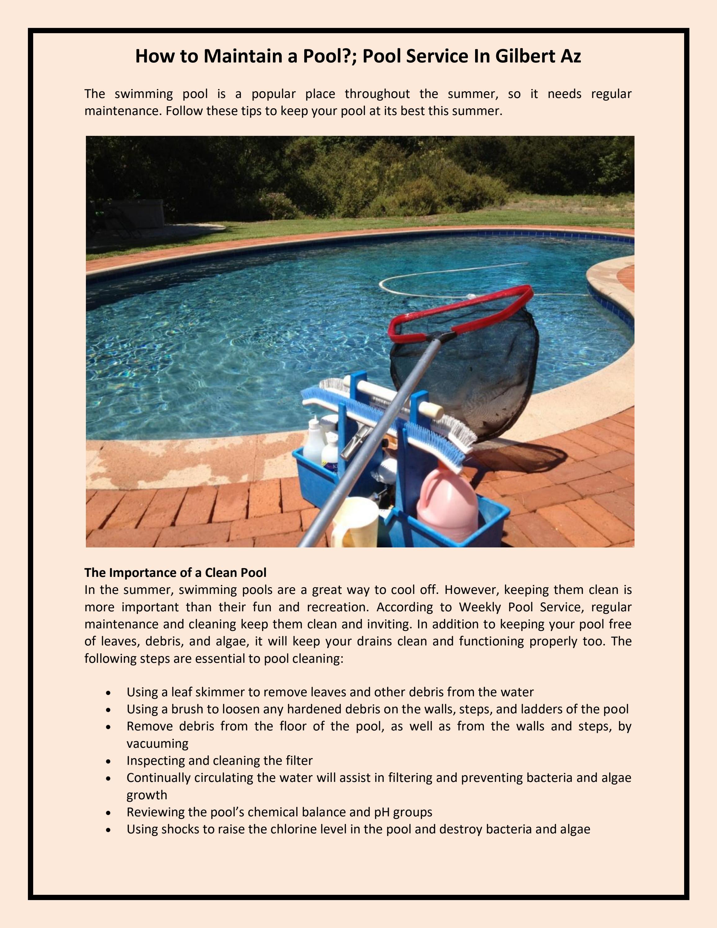 How to Maintain a Pool?; Pool Service In Gilbert Az by pH Balanced Pool ...