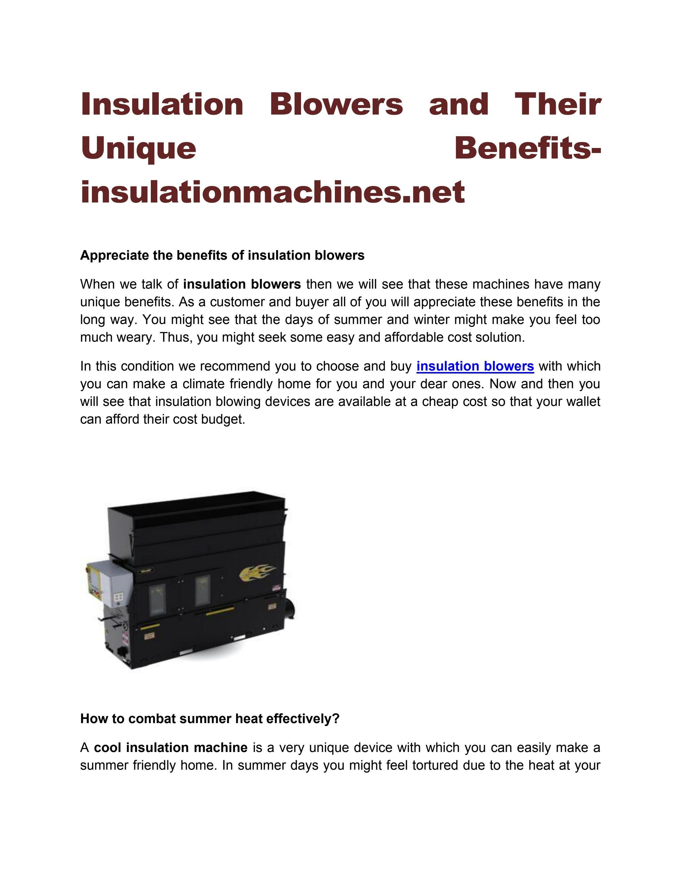 Insulation Blowers and Their Unique Benefits-insulationmachines.net by ...