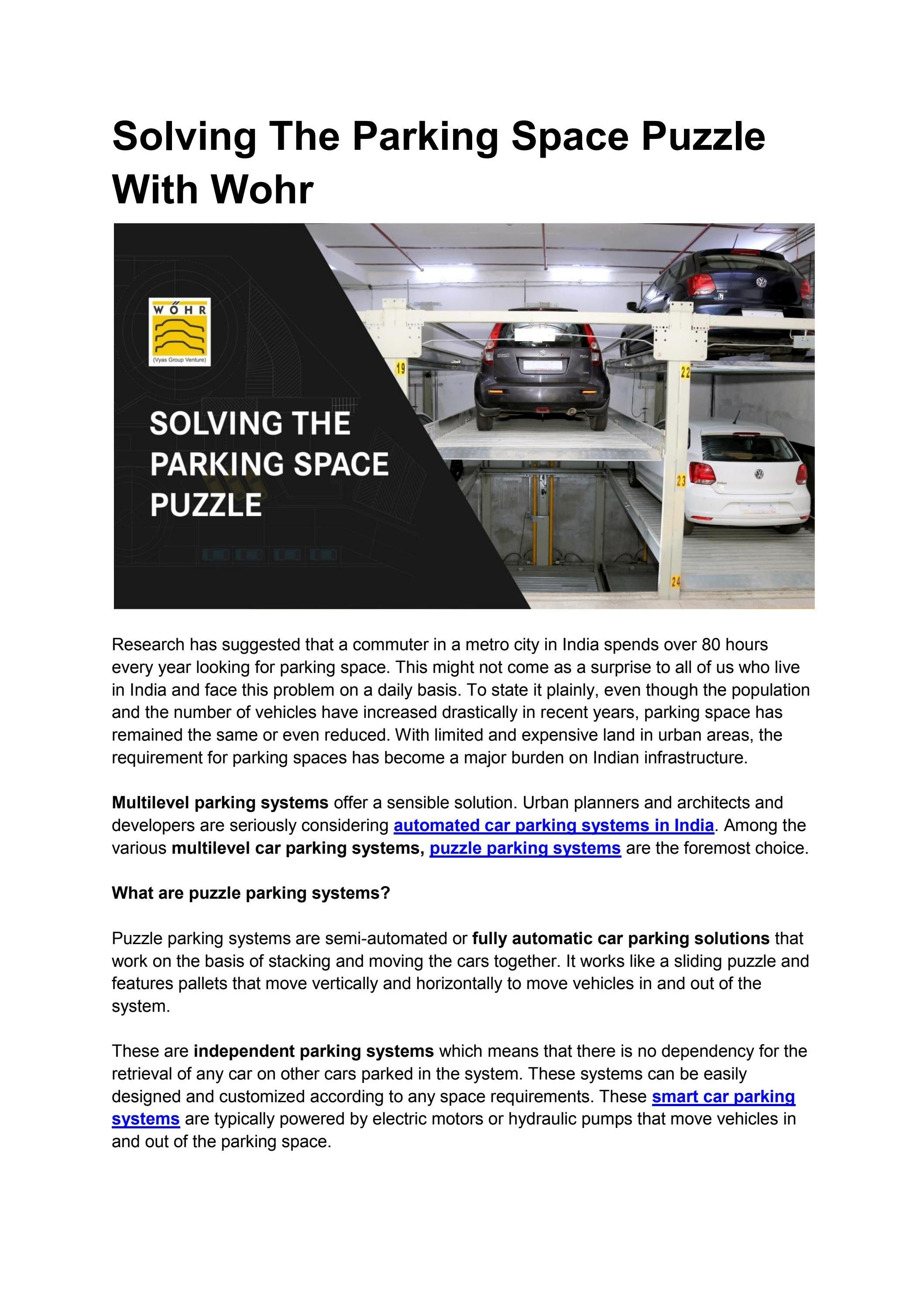 Solving The Parking Space Puzzle With Wohr by Wohr Parking - Issuu
