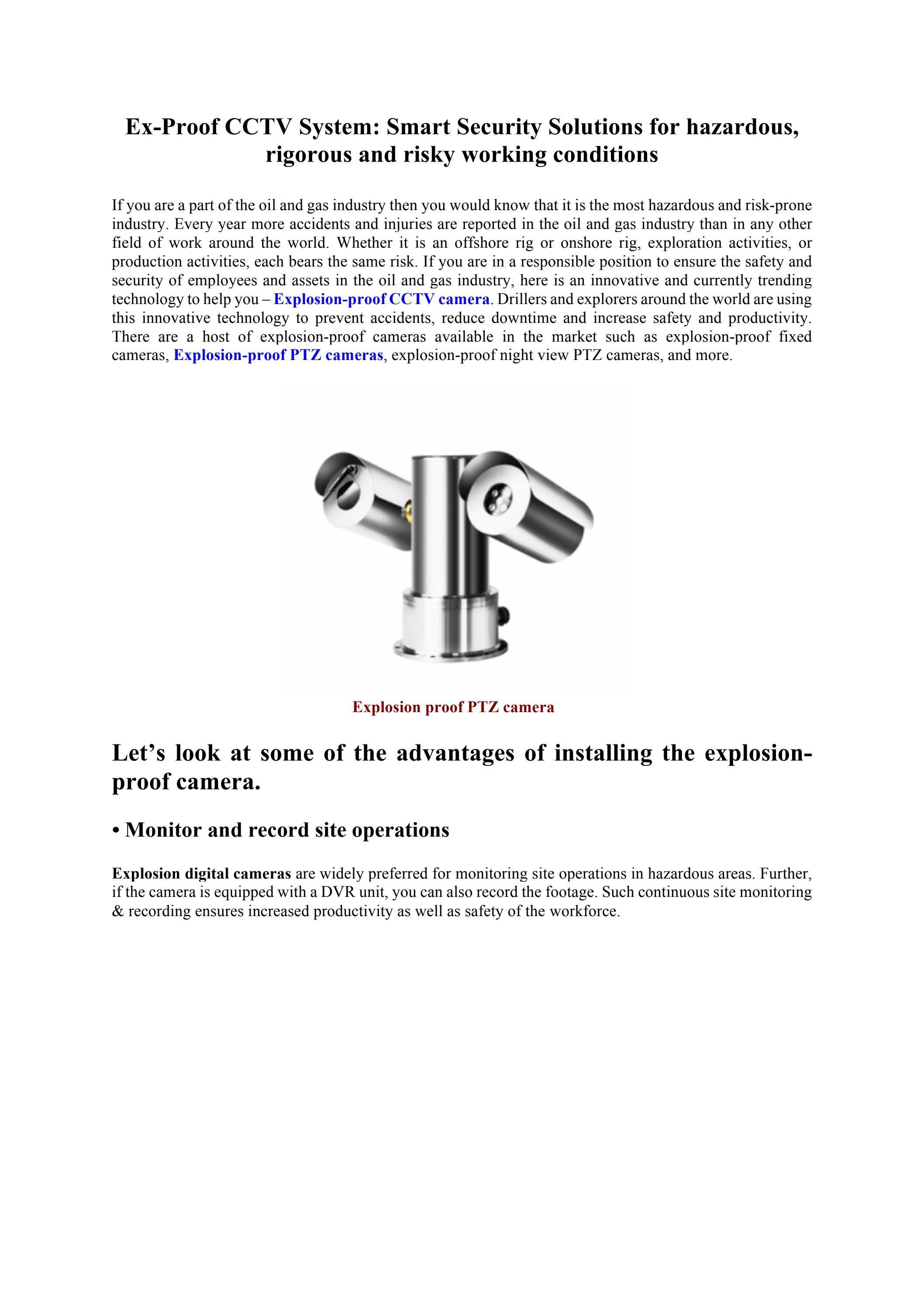 Ex-Proof CCTV System: Smart Security Solutions for hazardous, rigorous ...