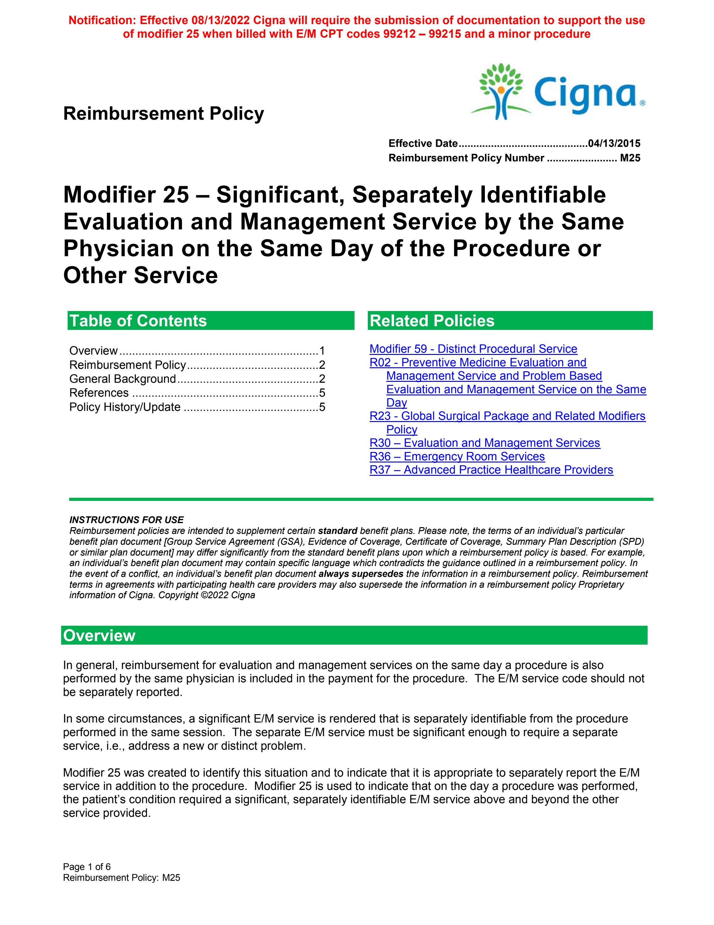 Cigna Mod 25 Reimbursement Policy Update 2022 08 13 22 By John Gwin Issuu Cigna Mod 25 Reimbursement Policy Update 2022 08 13 22 By John Gwin Issuu