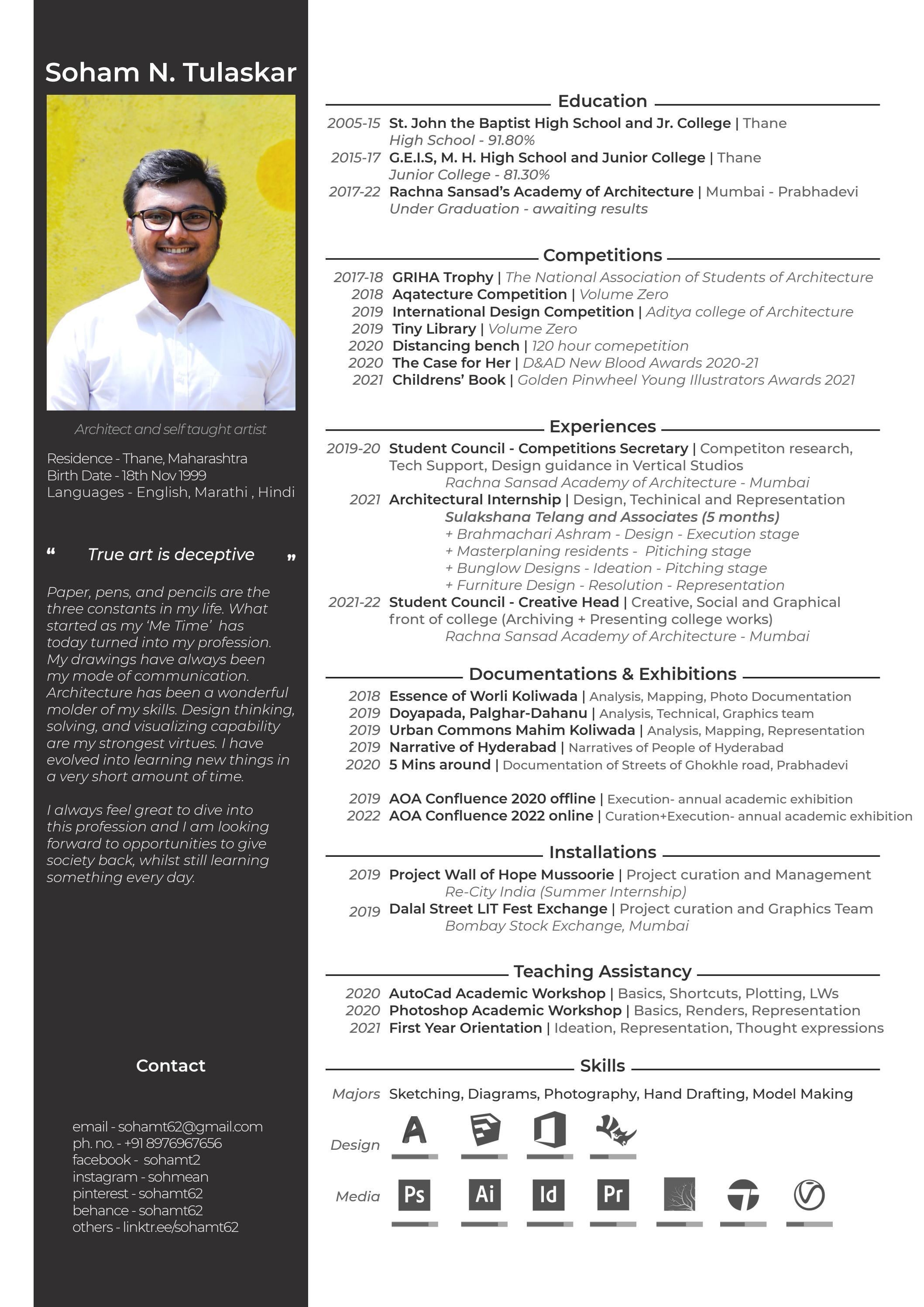 Soham Tulaskar UG Curriculum Vitae by Soham Tulaskar - Issuu