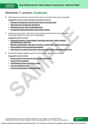 Cambridge Nationals Health and Social Care Teachers Resource by ...