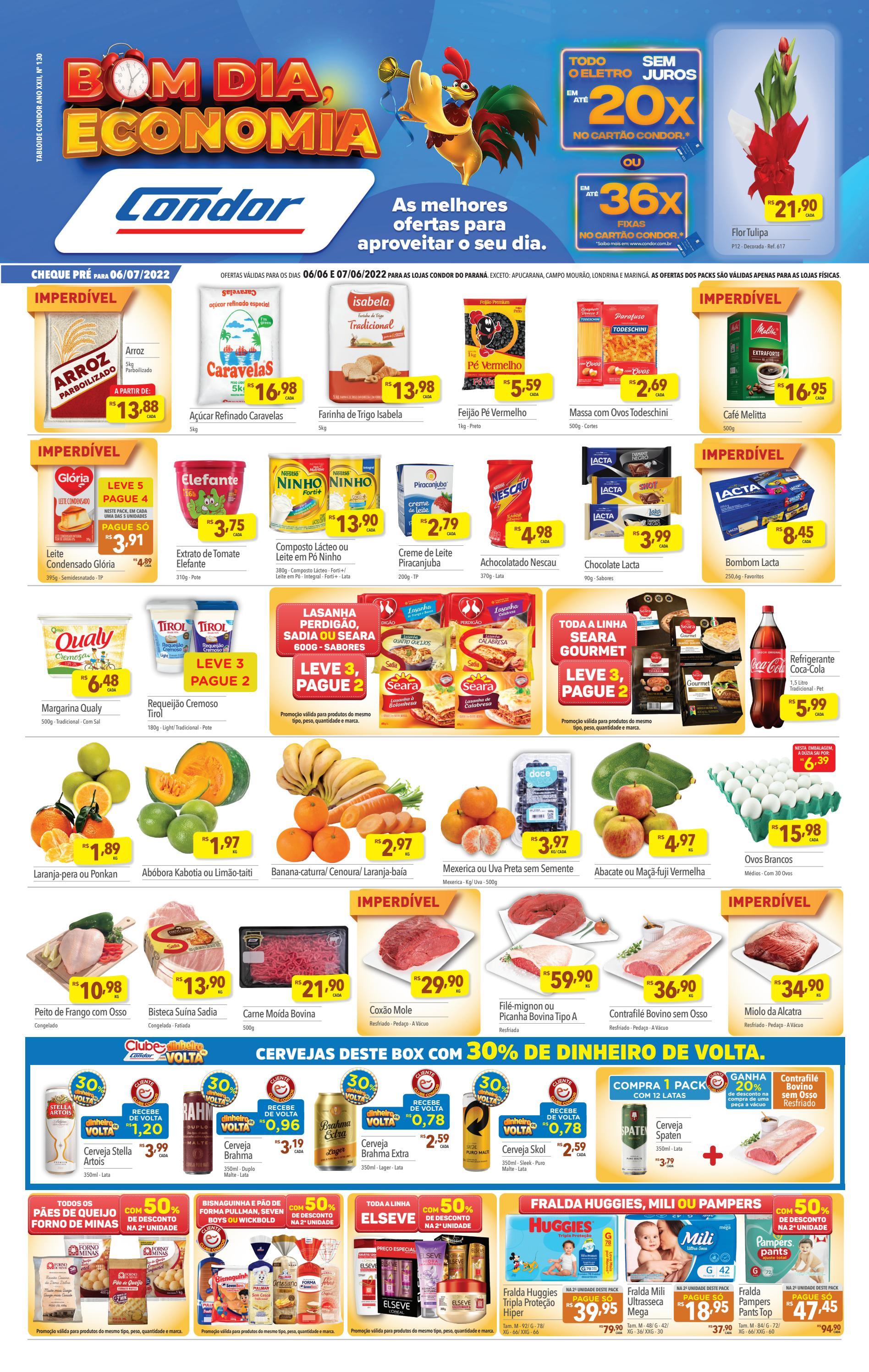 Ofertas imperdíveis do Bom Dia, Economia Condor, válidas de 06.06 a 07. ...