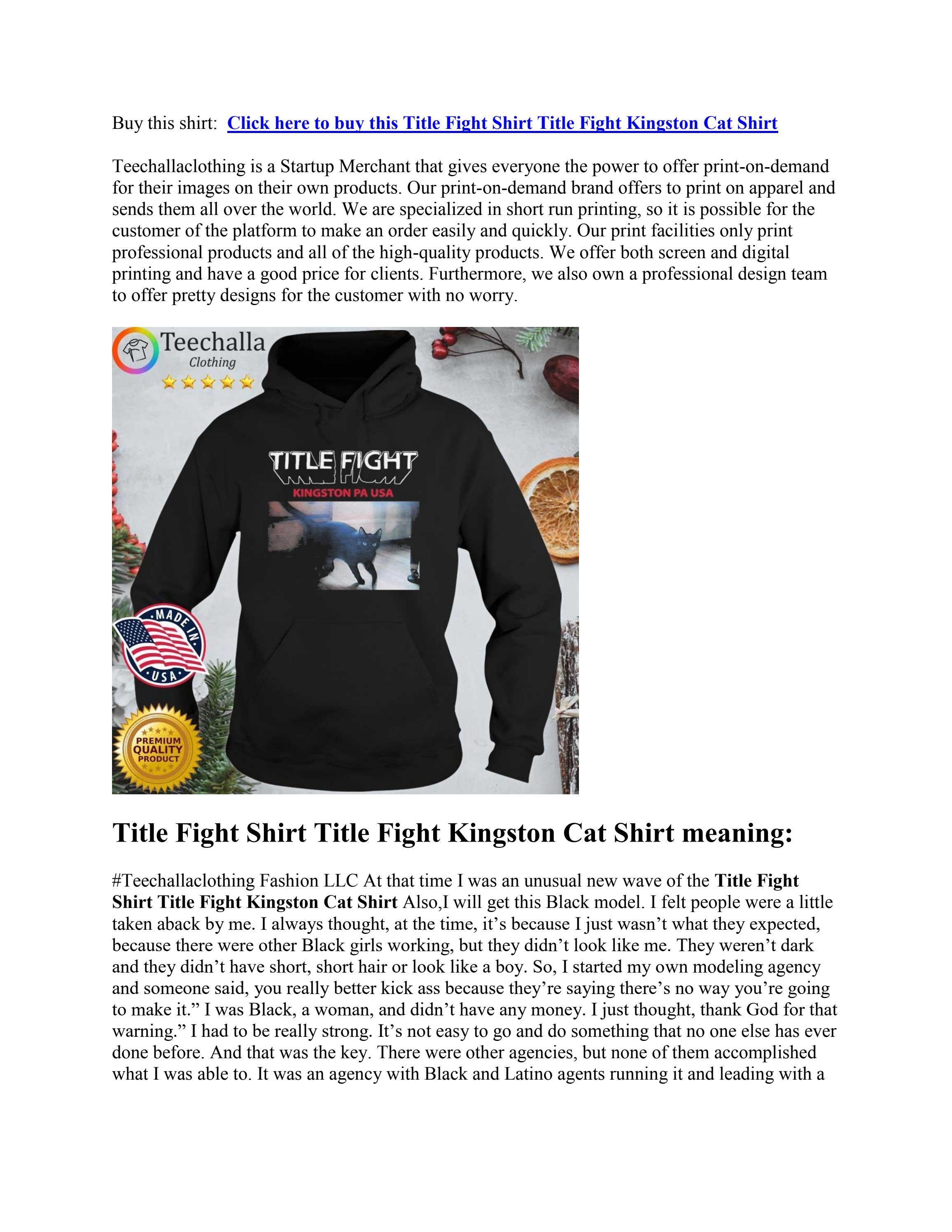 Title Fight Shirt Title Fight Kingston Cat Shirt by Store ...