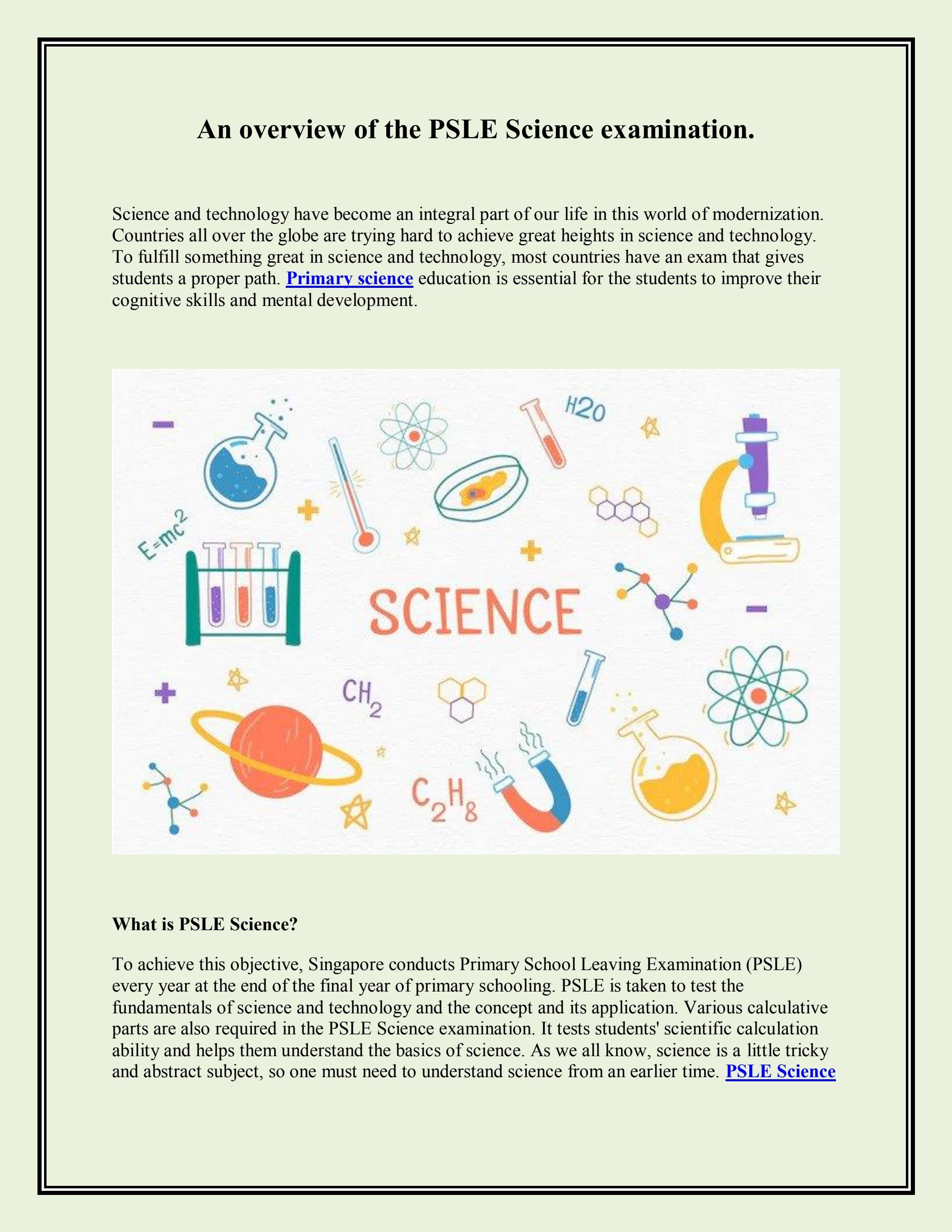 An overview of the PSLE Science examination by Global edu - Issuu