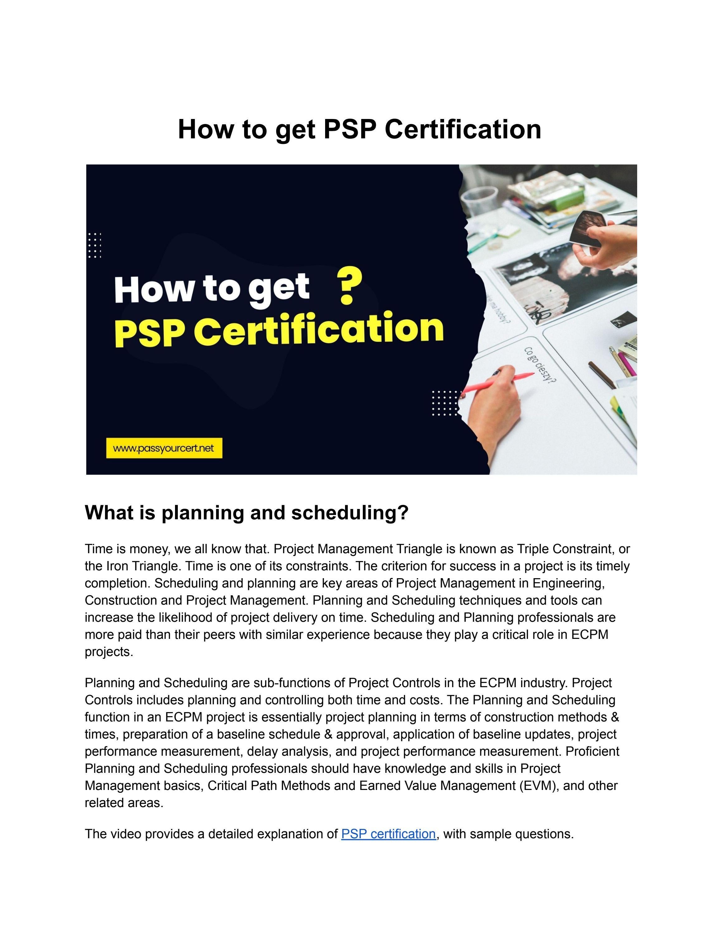 How to Get PSP Certification by passyourcert - Issuu
