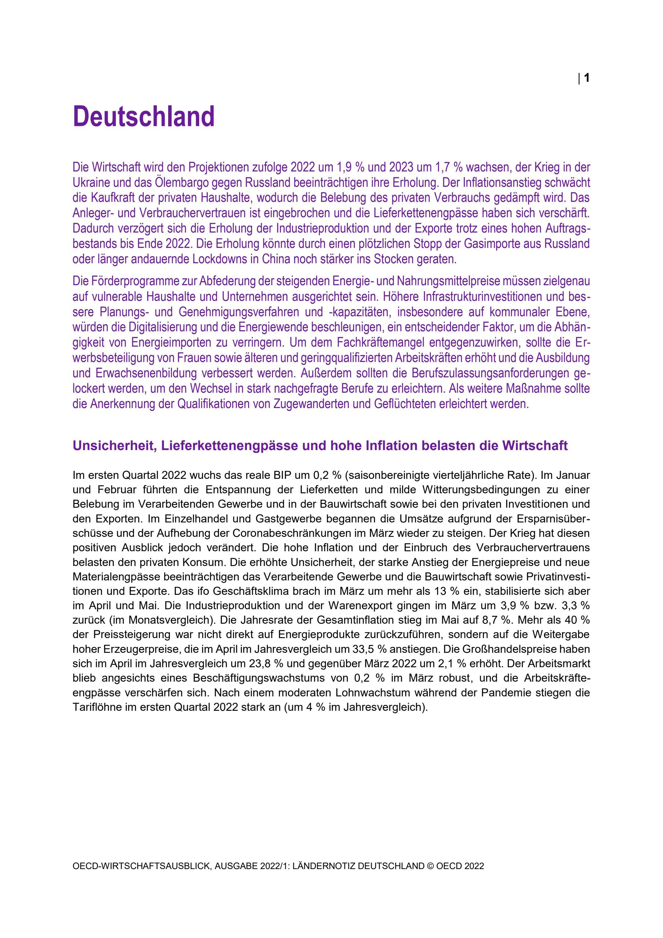 OECD Economic Outlook, June 2022 - Germany (German) by OECD - Issuu