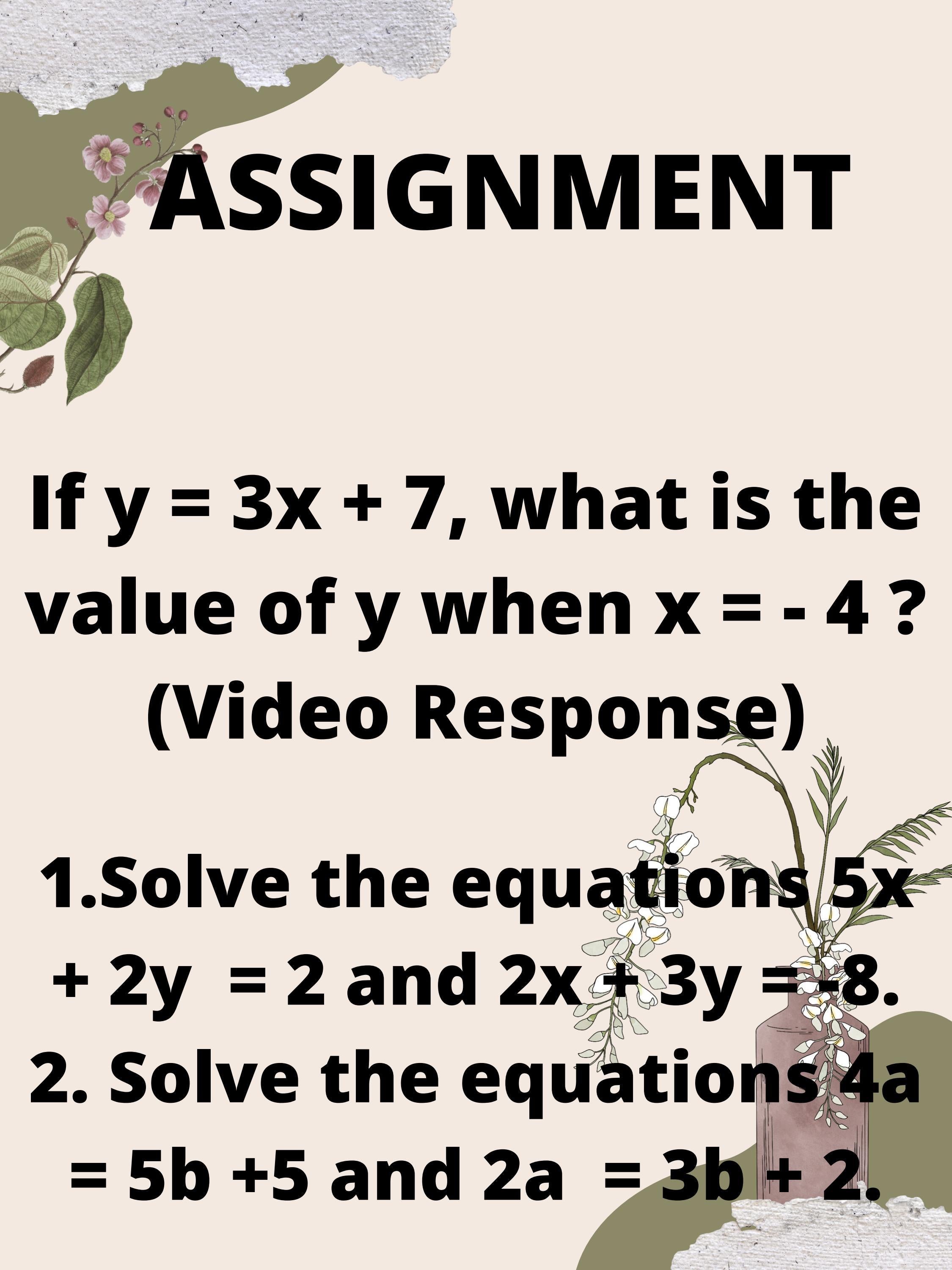 Assignment on Simultaneous Equations by Gra chef - Issuu