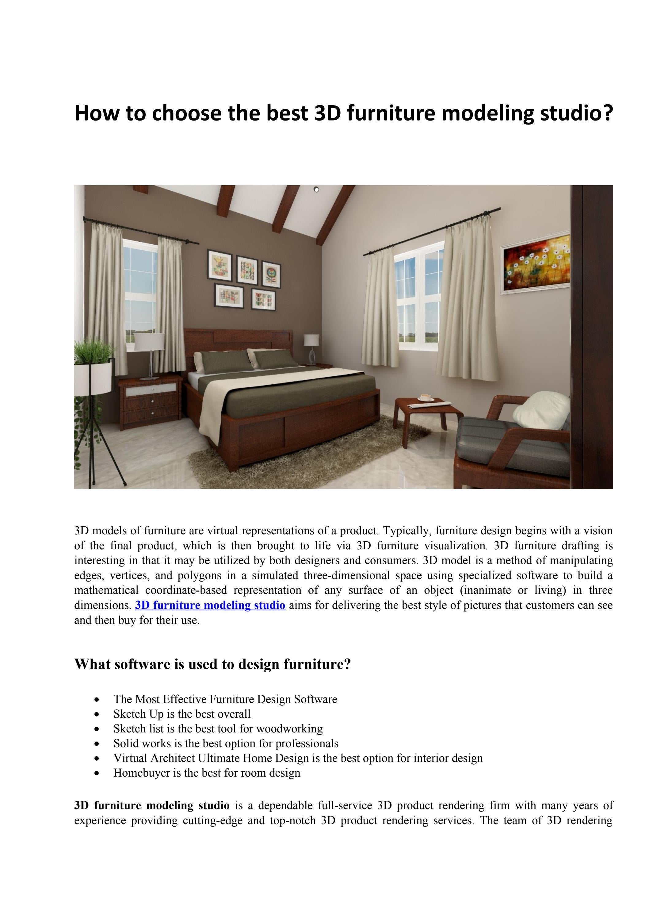 How to choose the best 3D furniture modeling studio? by 3D Furniture Modeling Studio - Issuu
