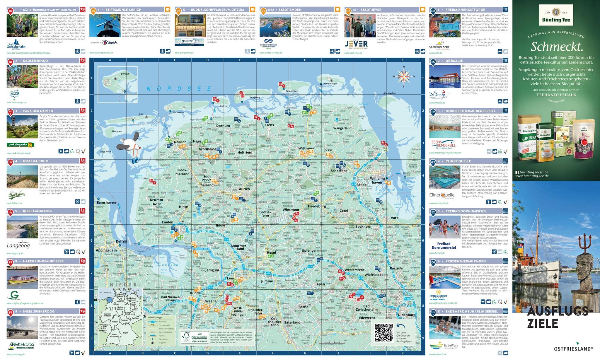 Ostfriesland Ausflugsziele Karte by Ostfriesland Tourismus GmbH - Issuu