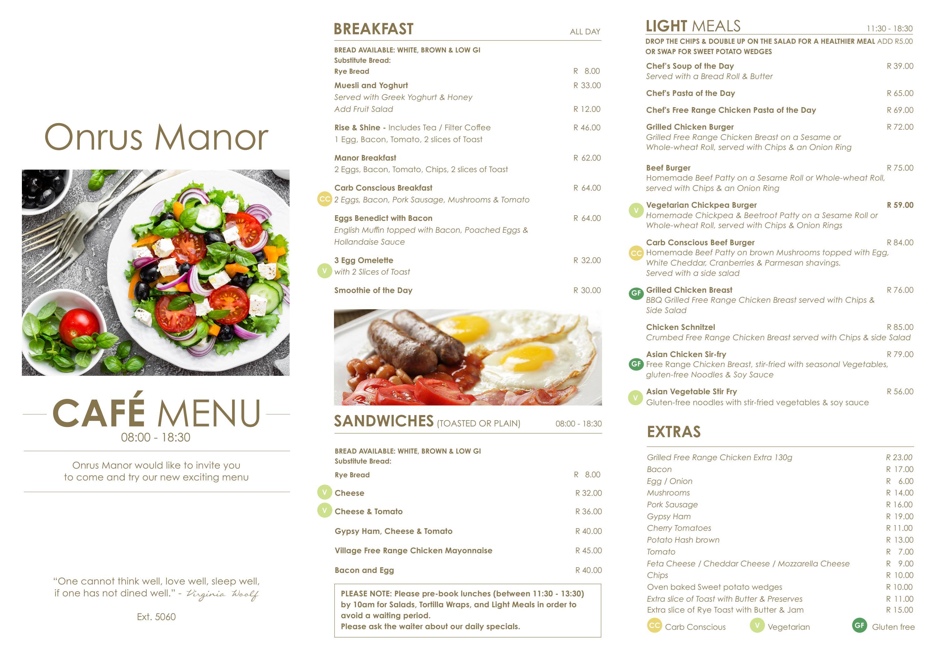 Onrus Manor Café Menu by Faircape-Group - Issuu