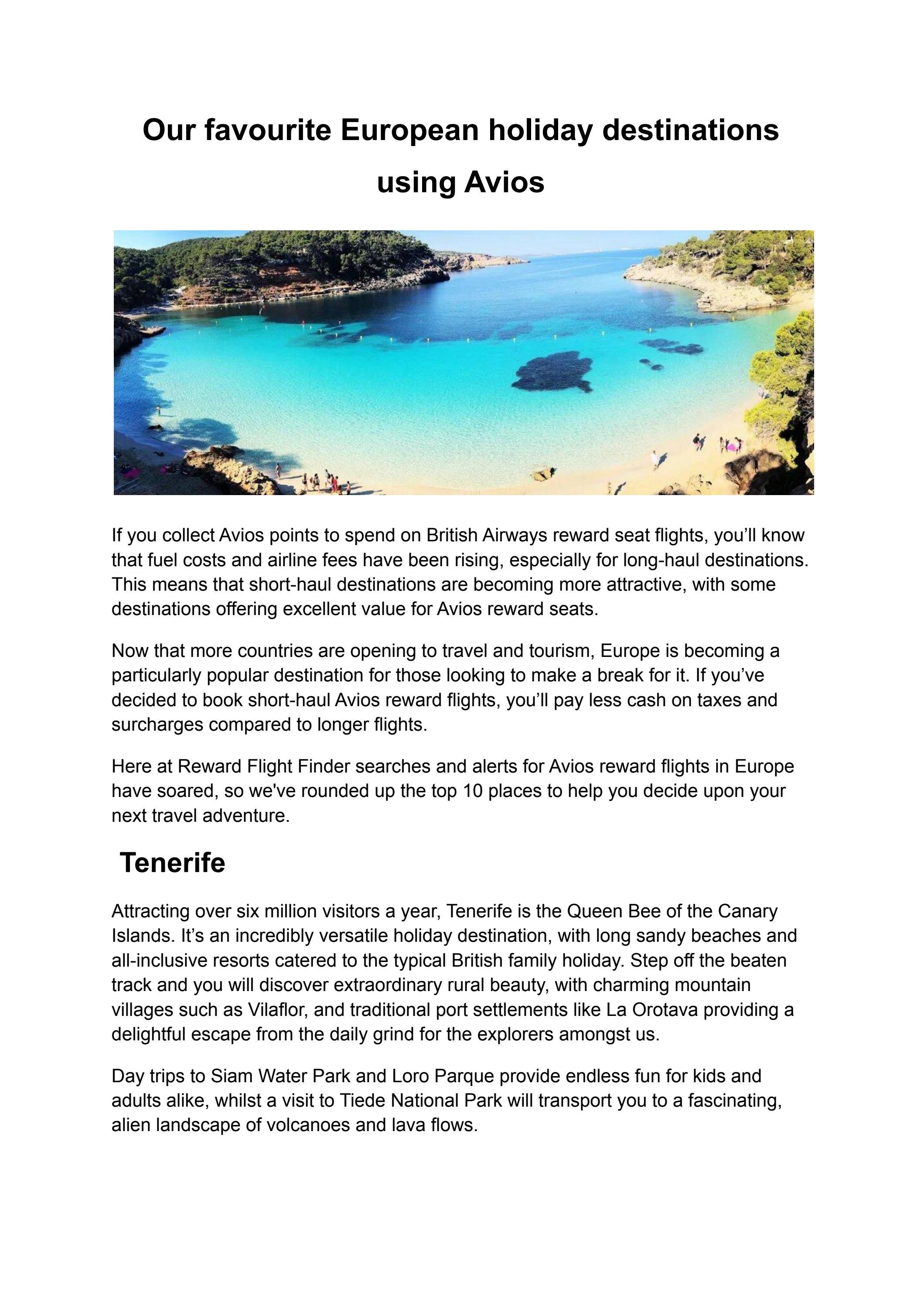 Our favourite European holiday destinations using Avios by Marketing ...