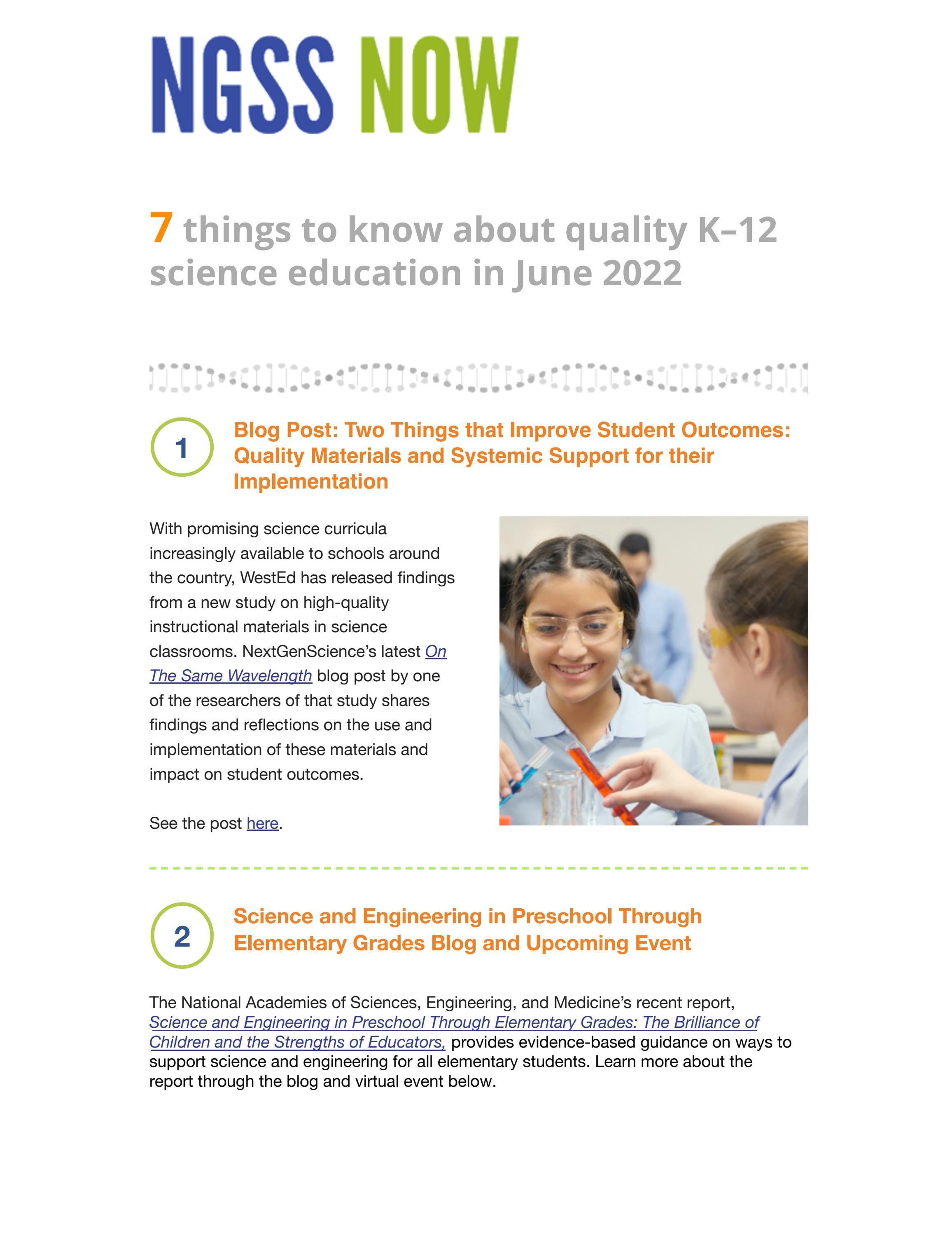 June 2022 NGSS Now Newsletter by NextGenScience - Issuu