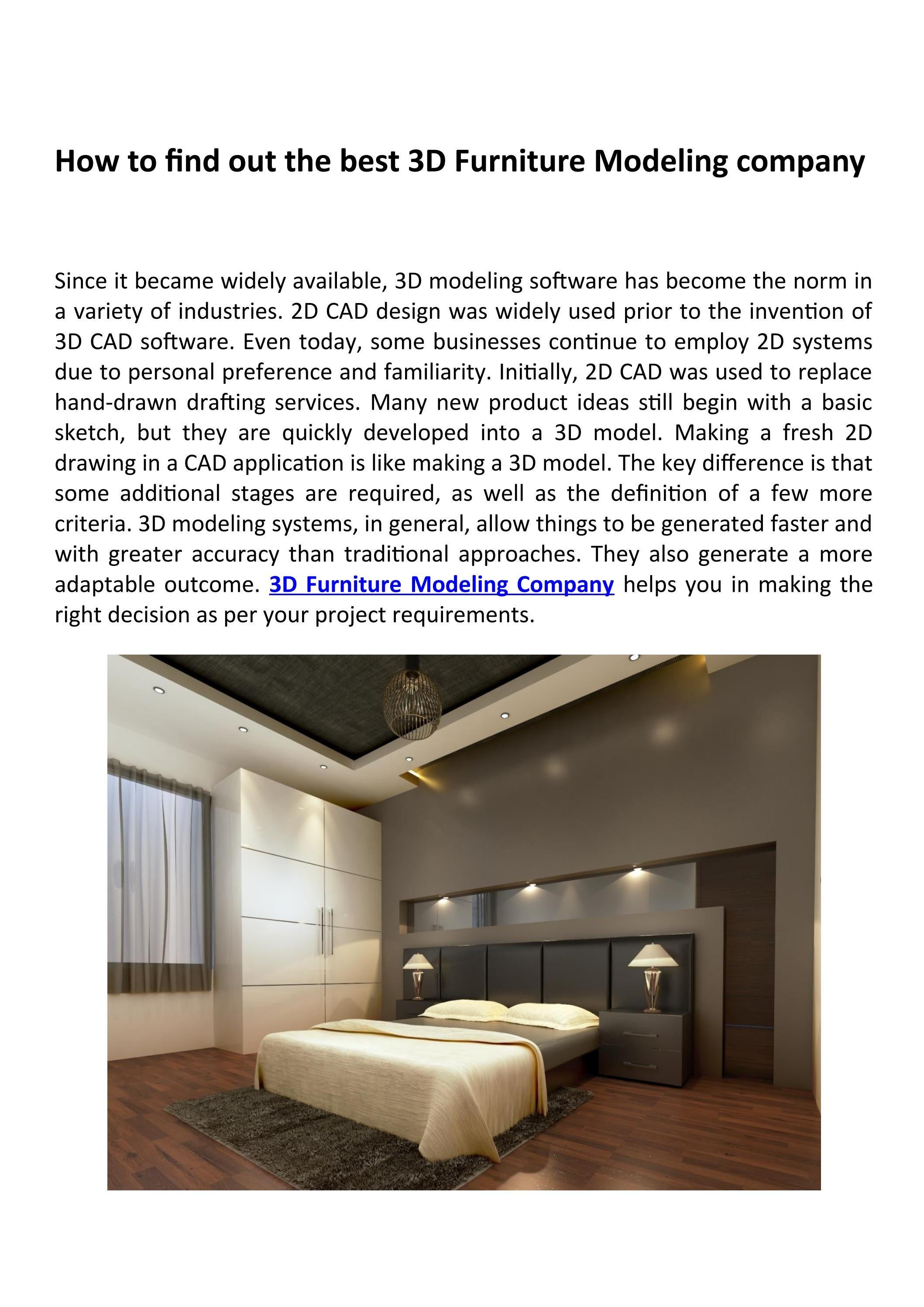 How to find out the best 3D Furniture Modeling company by 3D Furniture Modeling Studio - Issuu