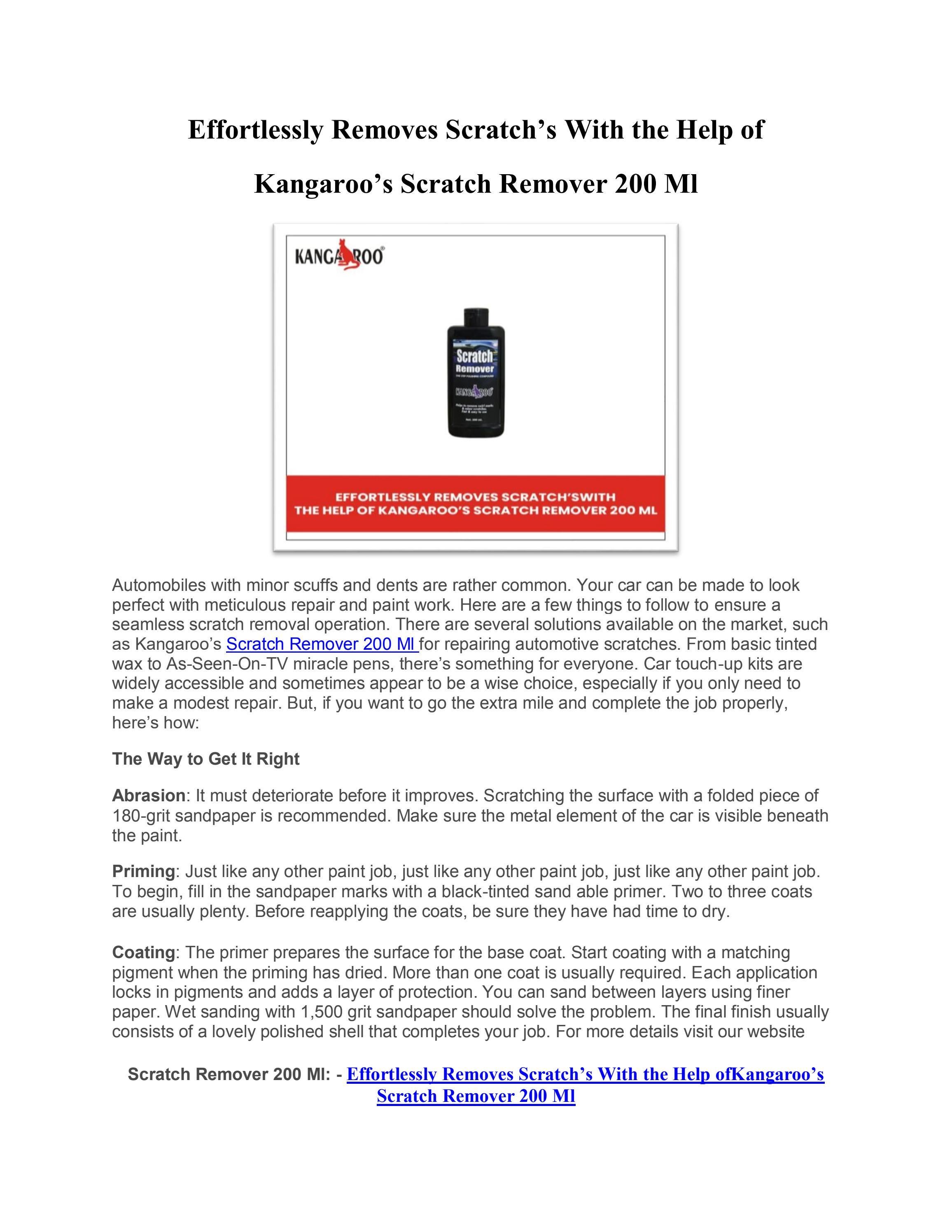 Effortlessly Removes Scratch’sWith the Help of Kangaroo’s Scratch ...