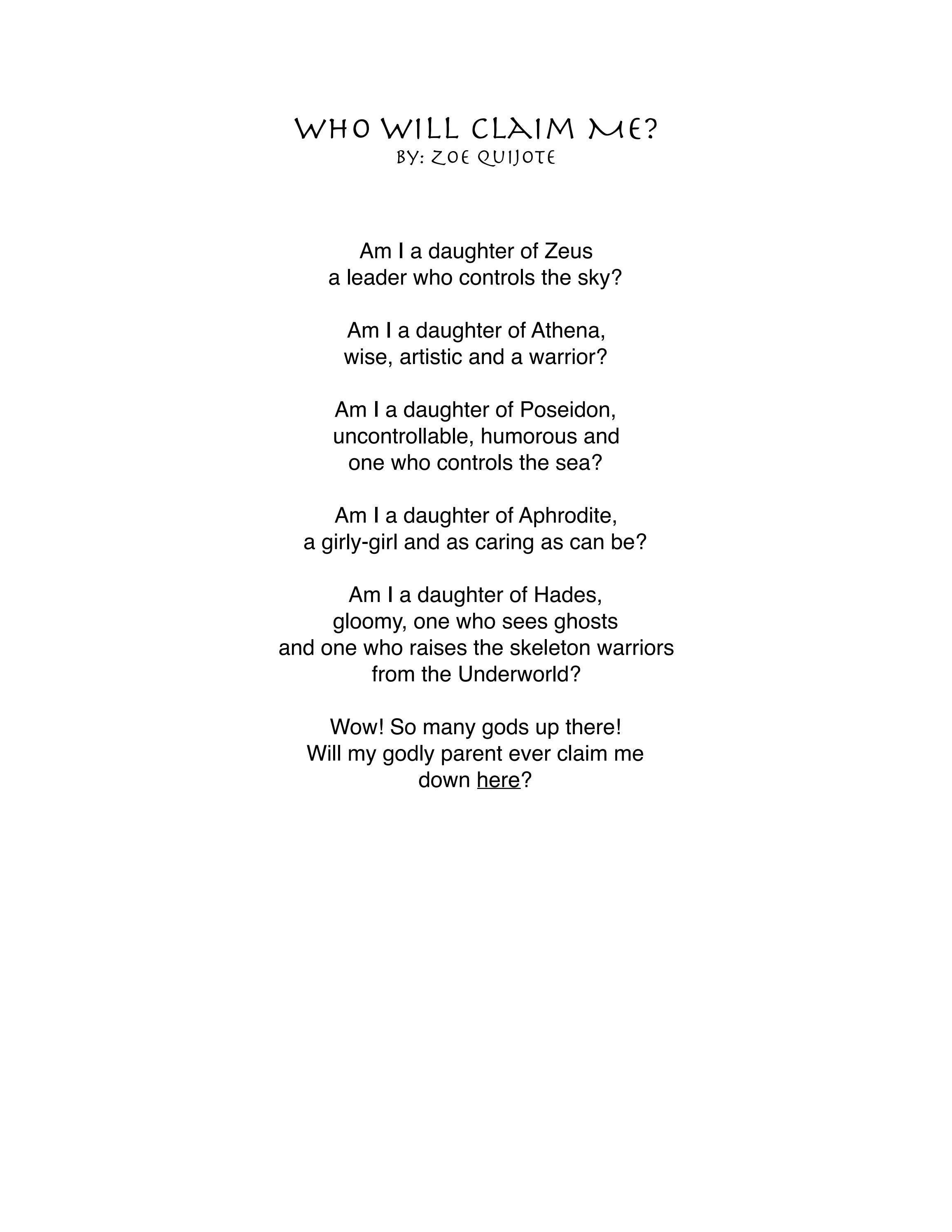 "Who Will Claim Me?" - A Poem by plato-learning - Issuu