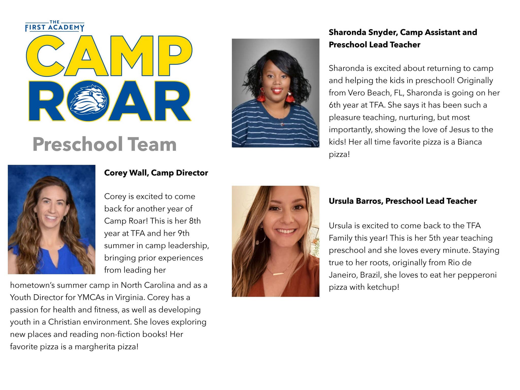 Preschool Welcome Camp Roar by The First Academy - Issuu