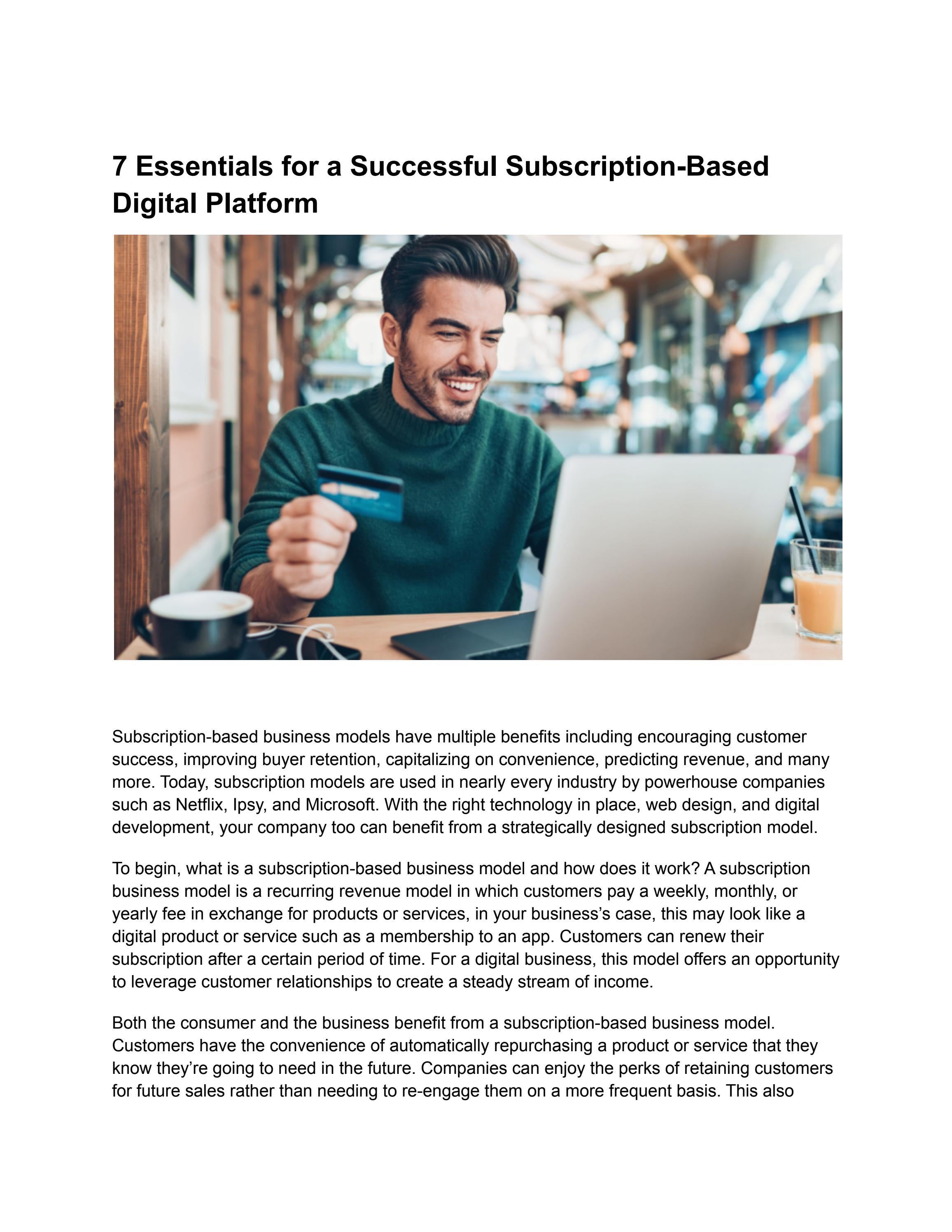 7 Essentials for a Successful Subscription-Based Digital Platform by ...