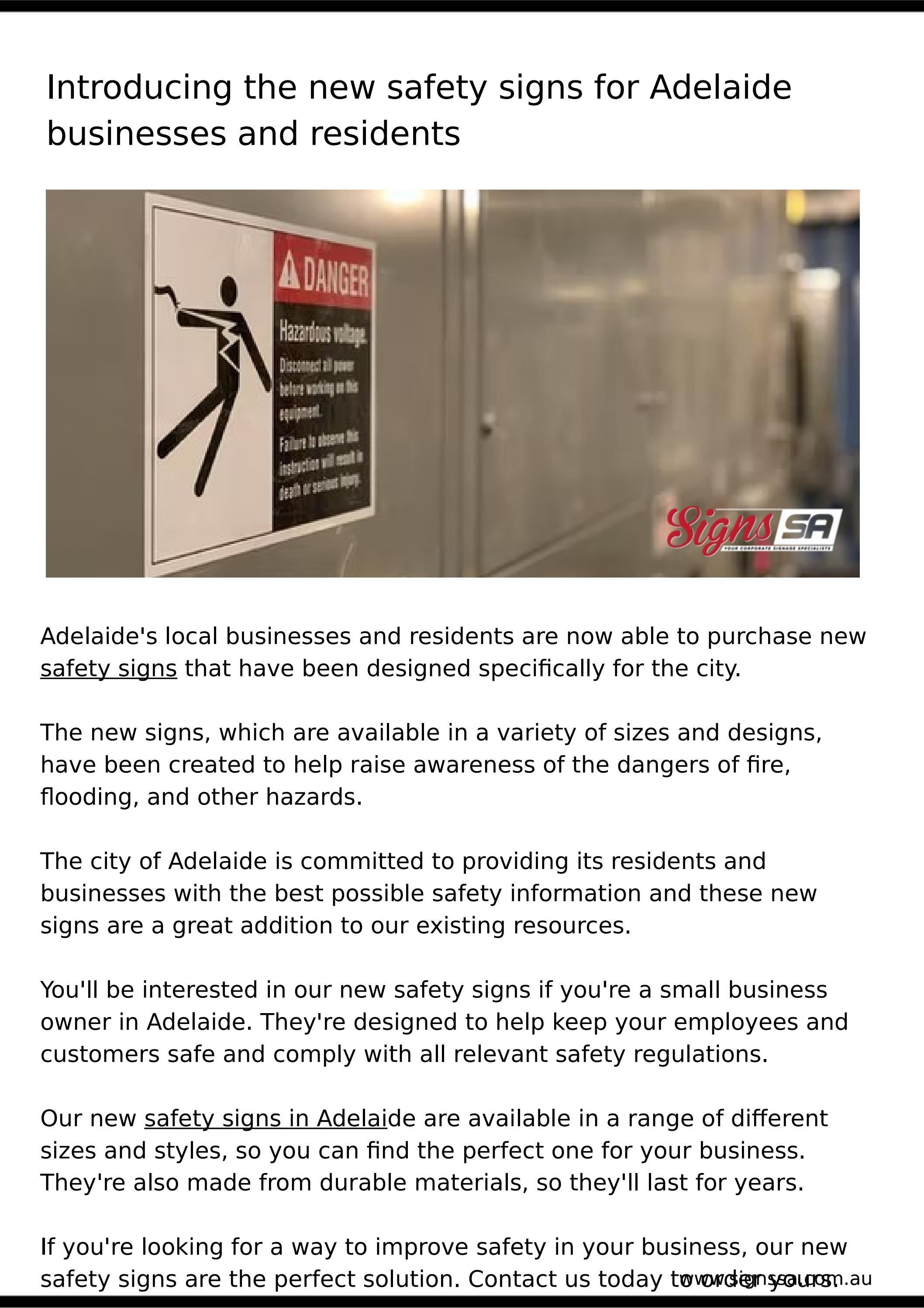 Introducing the new safety signs for Adelaide businesses and residents ...