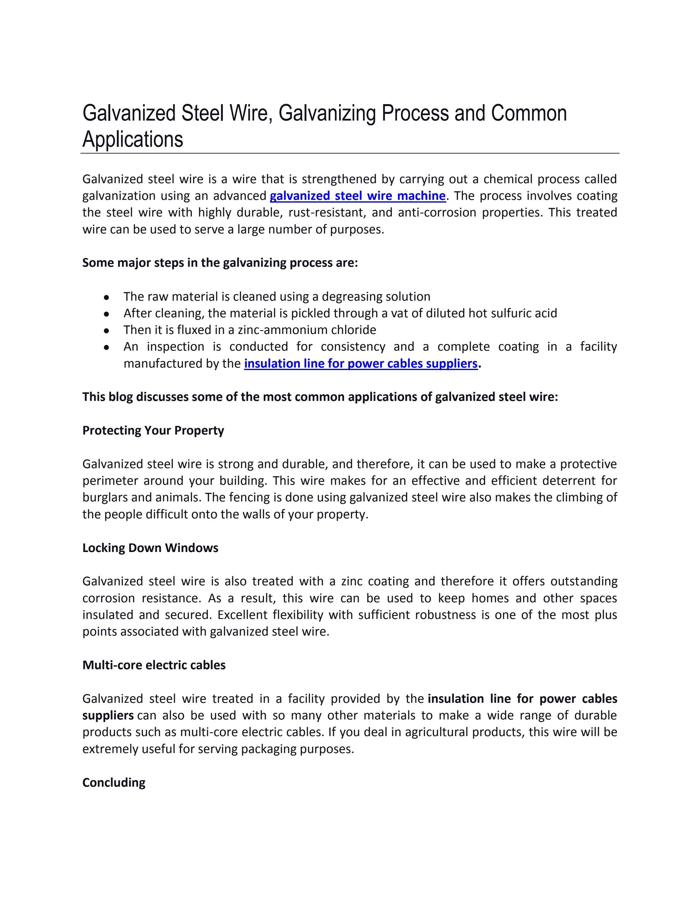 Galvanized Steel Wire: Galvanizing Process and Common Applications by ...