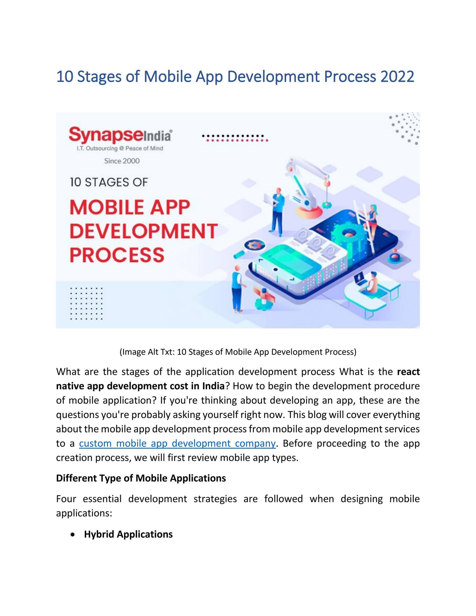 10 Stages of Mobile App Development Process 2022 | SynapseIndia by Synapseindia - Issuu